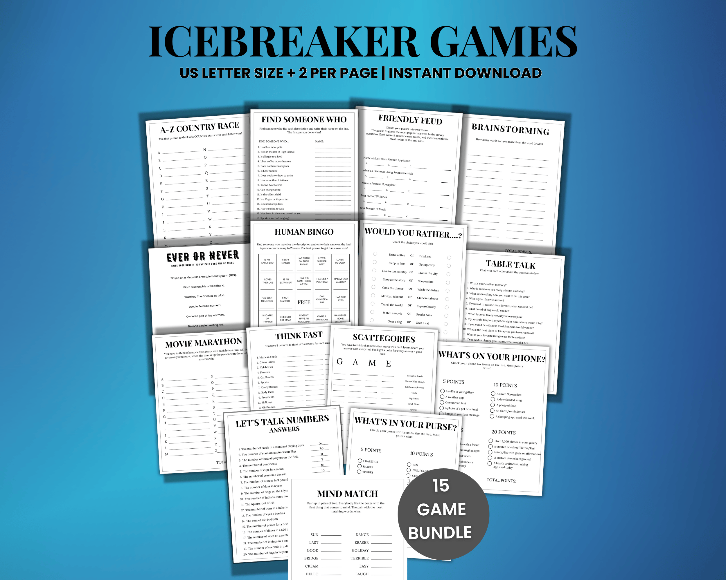 Icebreaker Party Games Printable - Payhip