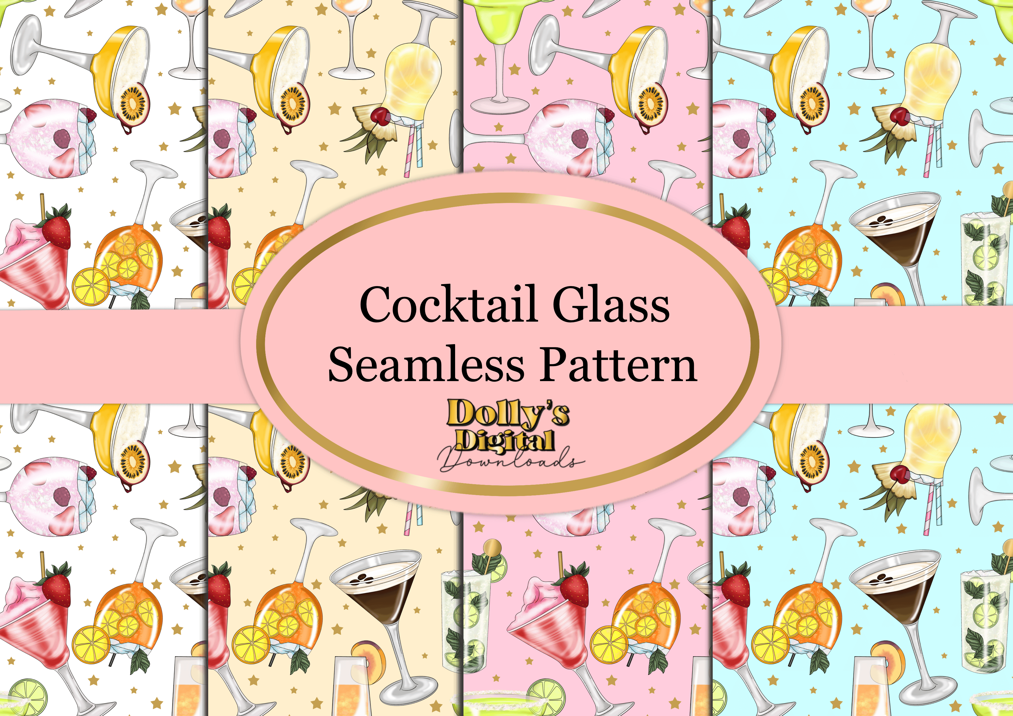 Cocktail Glass Seamless Patterns - Payhip