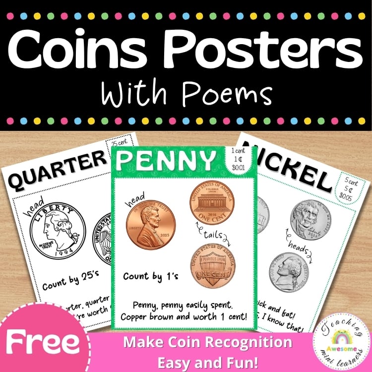 Free U.S. Coin Posters with Poem | Money Classroom Decor