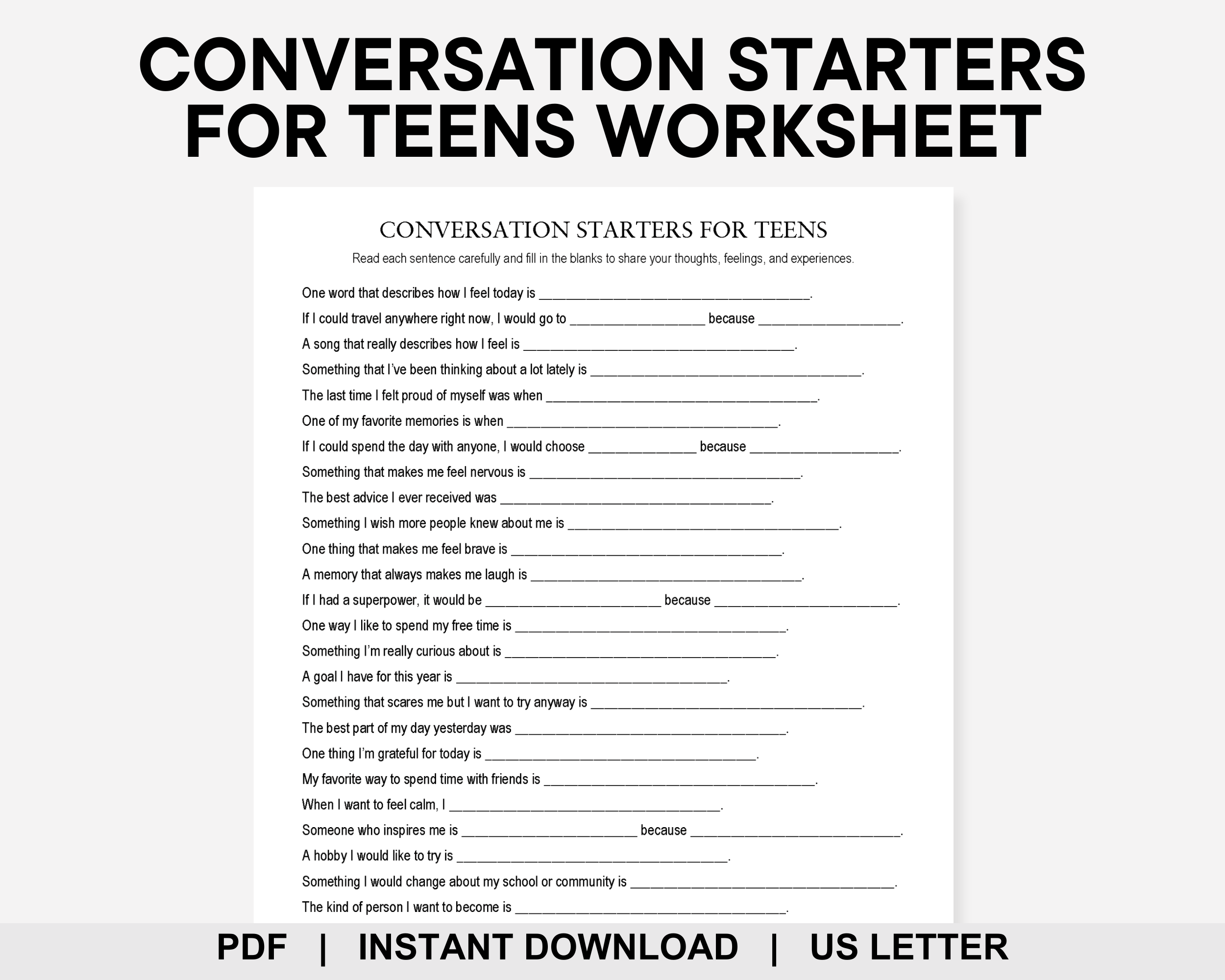 Conversation Starters for Teens, Teen Mental Health, Icebreaker Games ...