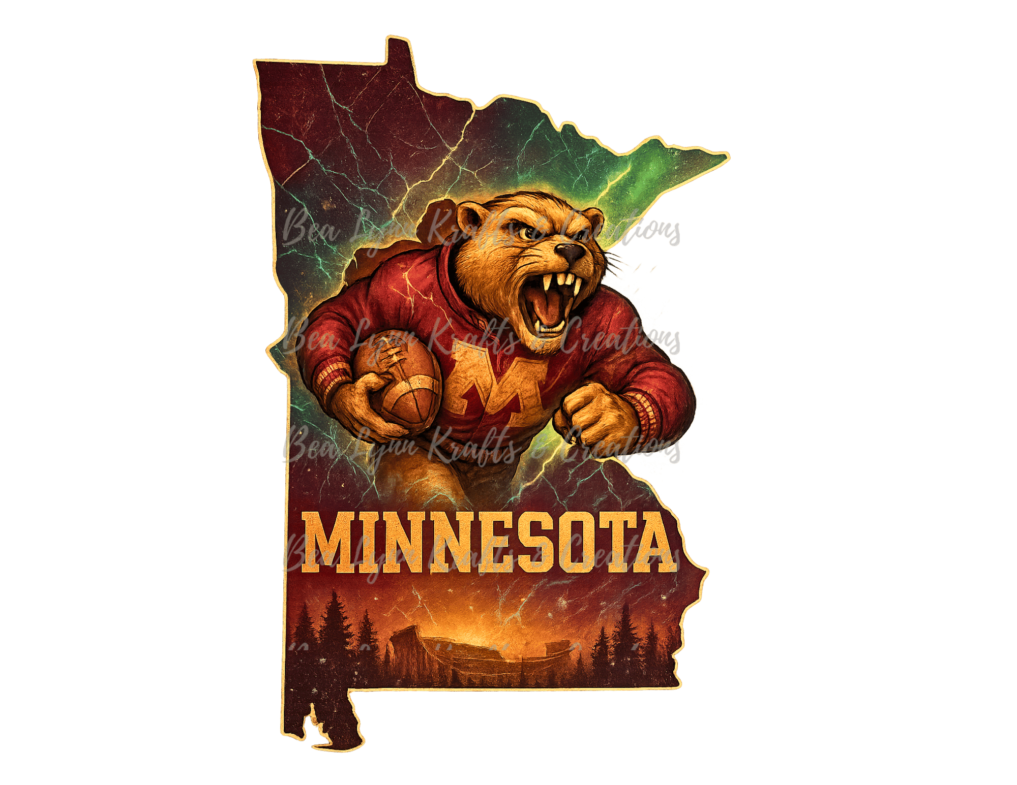 Minnesota Golden Gophers PNG | Fierce Mascot Over Minnesota Map with ...