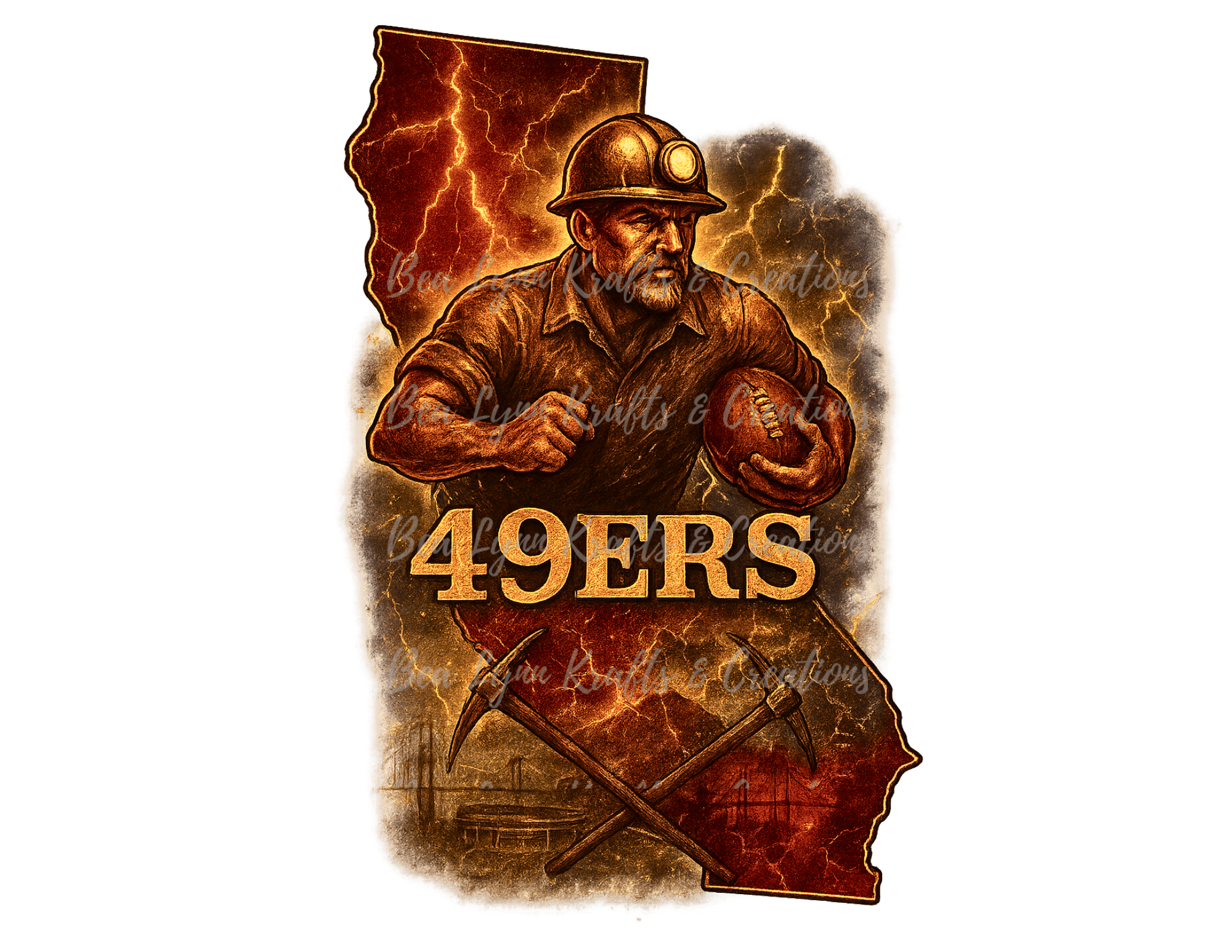 49ers PNG | California Gold Rush Miner with Football, State Map ...