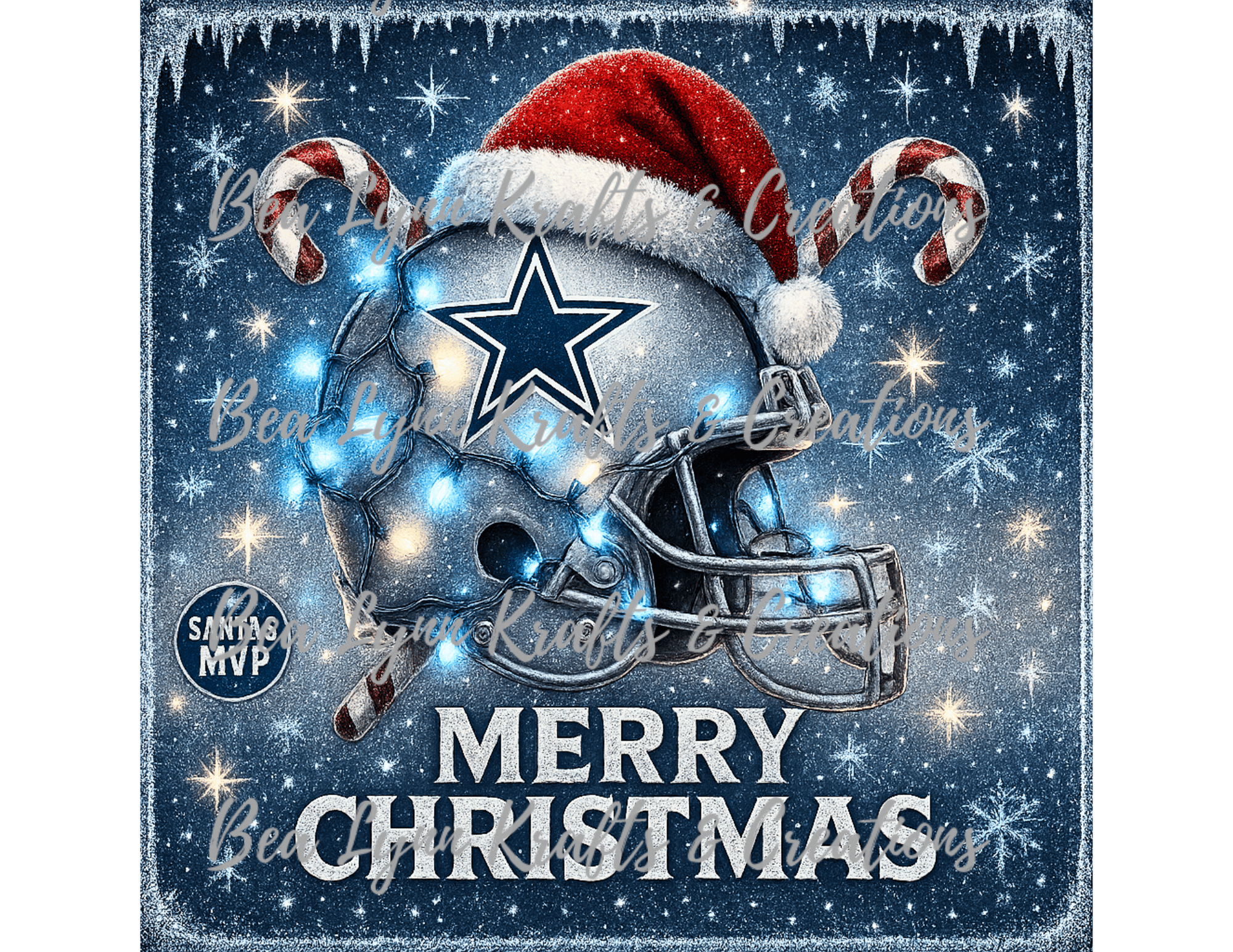 Dallas Cowboys Christmas Helmet PNG | Santa Hat, Lights & Candy Canes ...