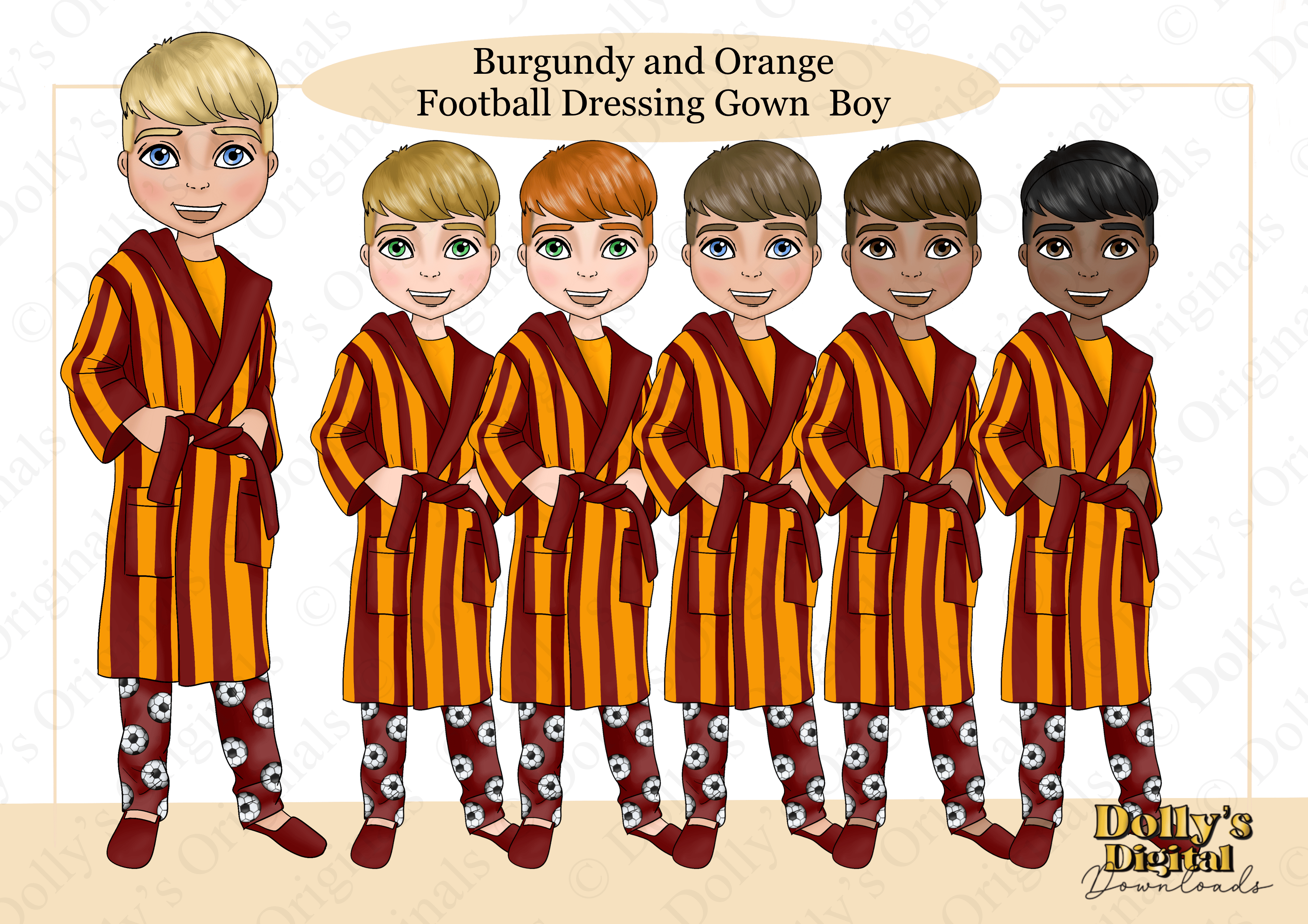 Burgundy and Orange Football Dressing Gown Boy - Payhip