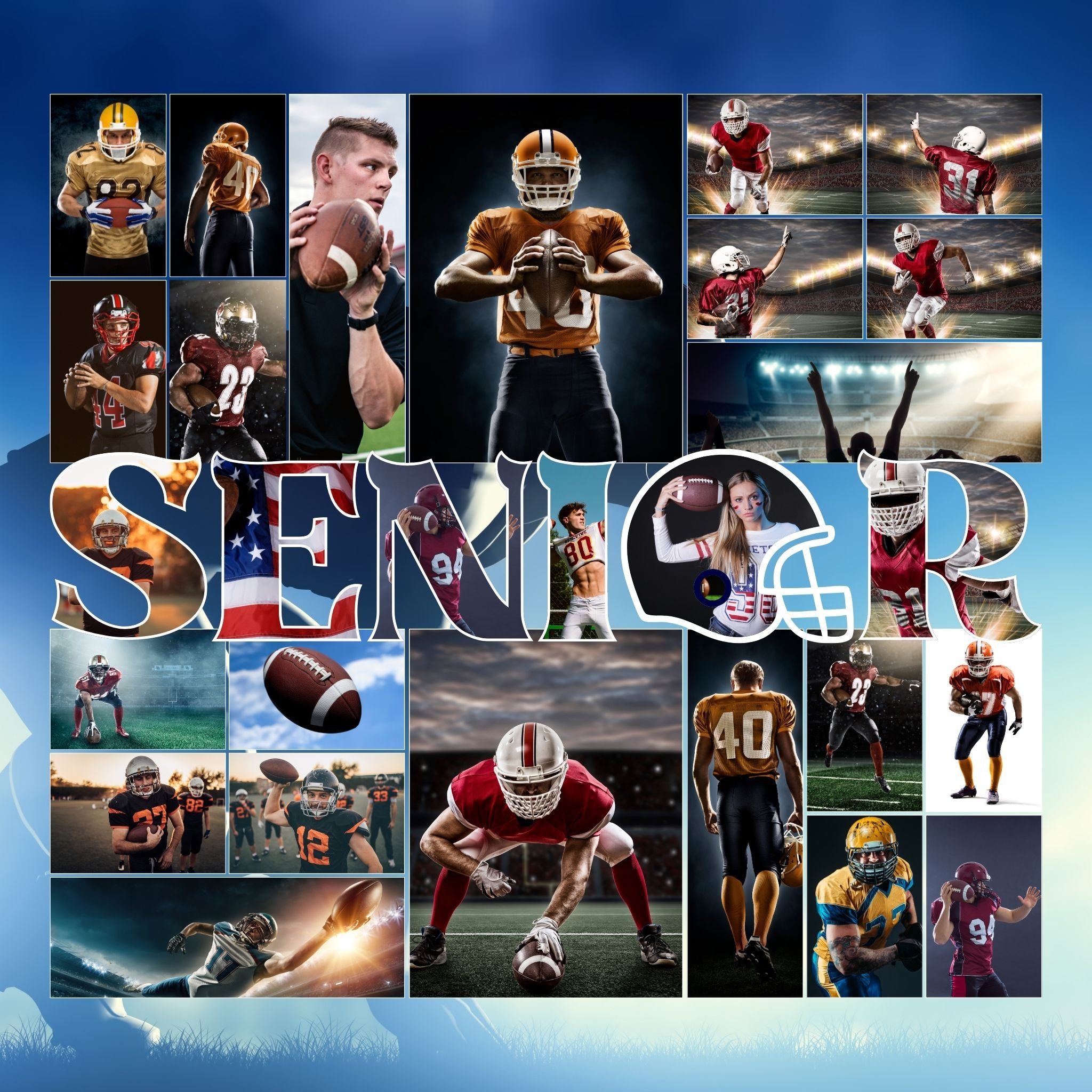 Editable Canva Senior Football Photo Collage Template | Graduation ...