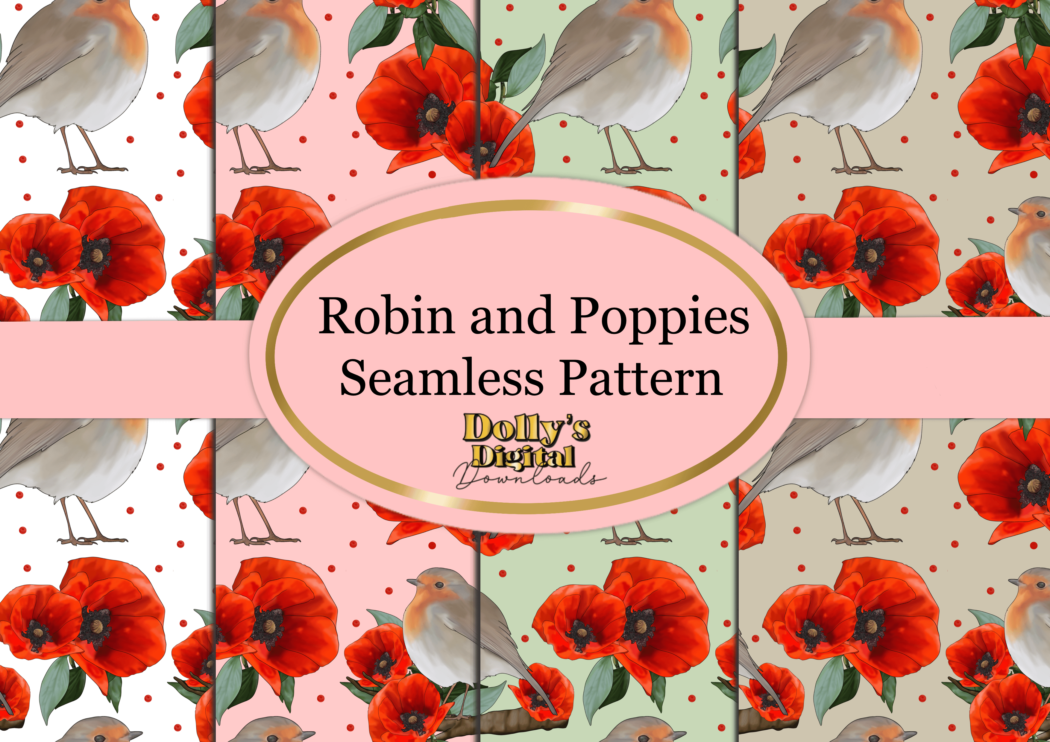 Robin and Poppies Seamless Patterns - Payhip