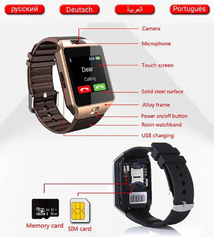 DZ09 Smart Watch 2G Signal TF Camera Waterproof Watch GSM Mobile Phone ...