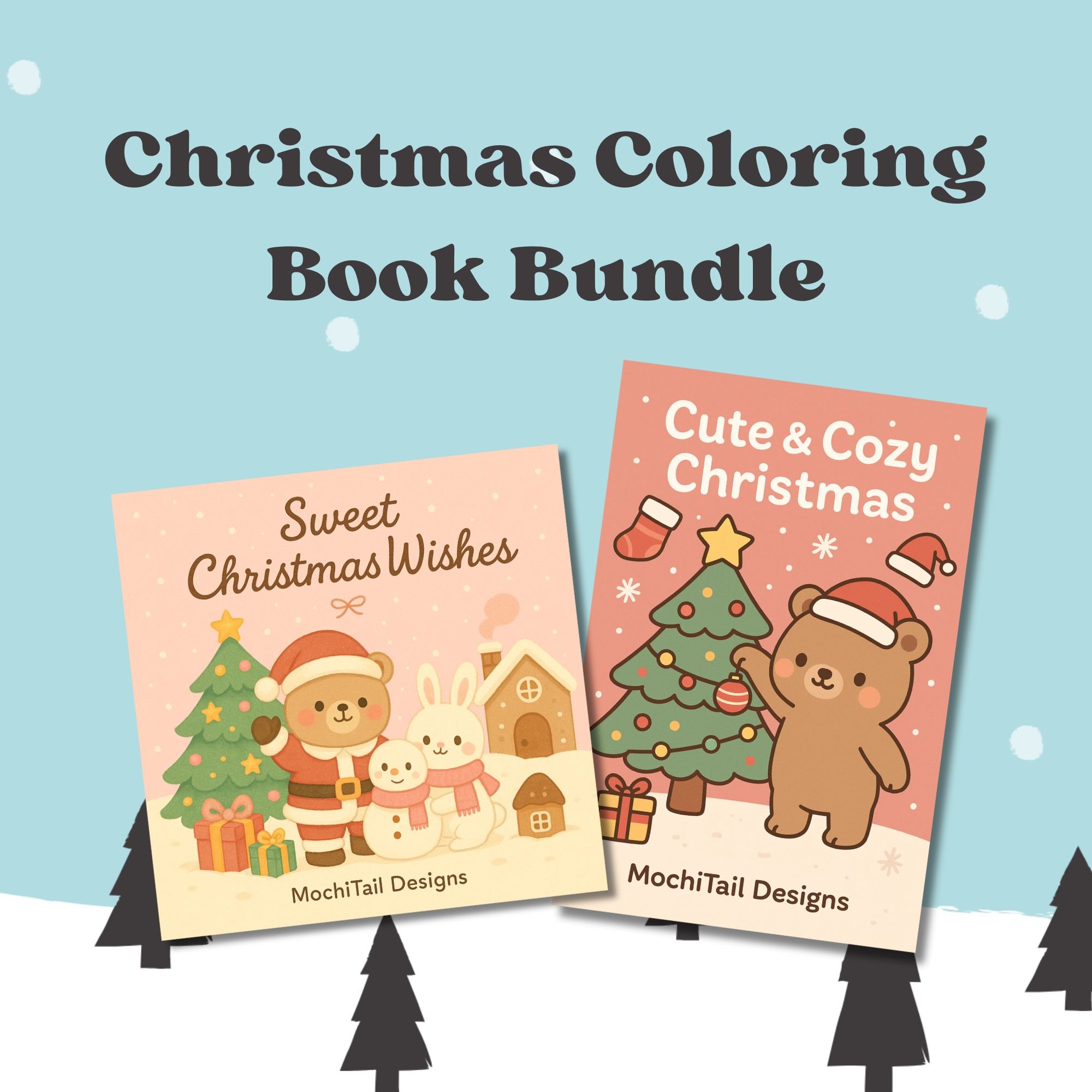 Christmas Coloring Book Bundle (65 Pages) | Cute Holiday Printable ...