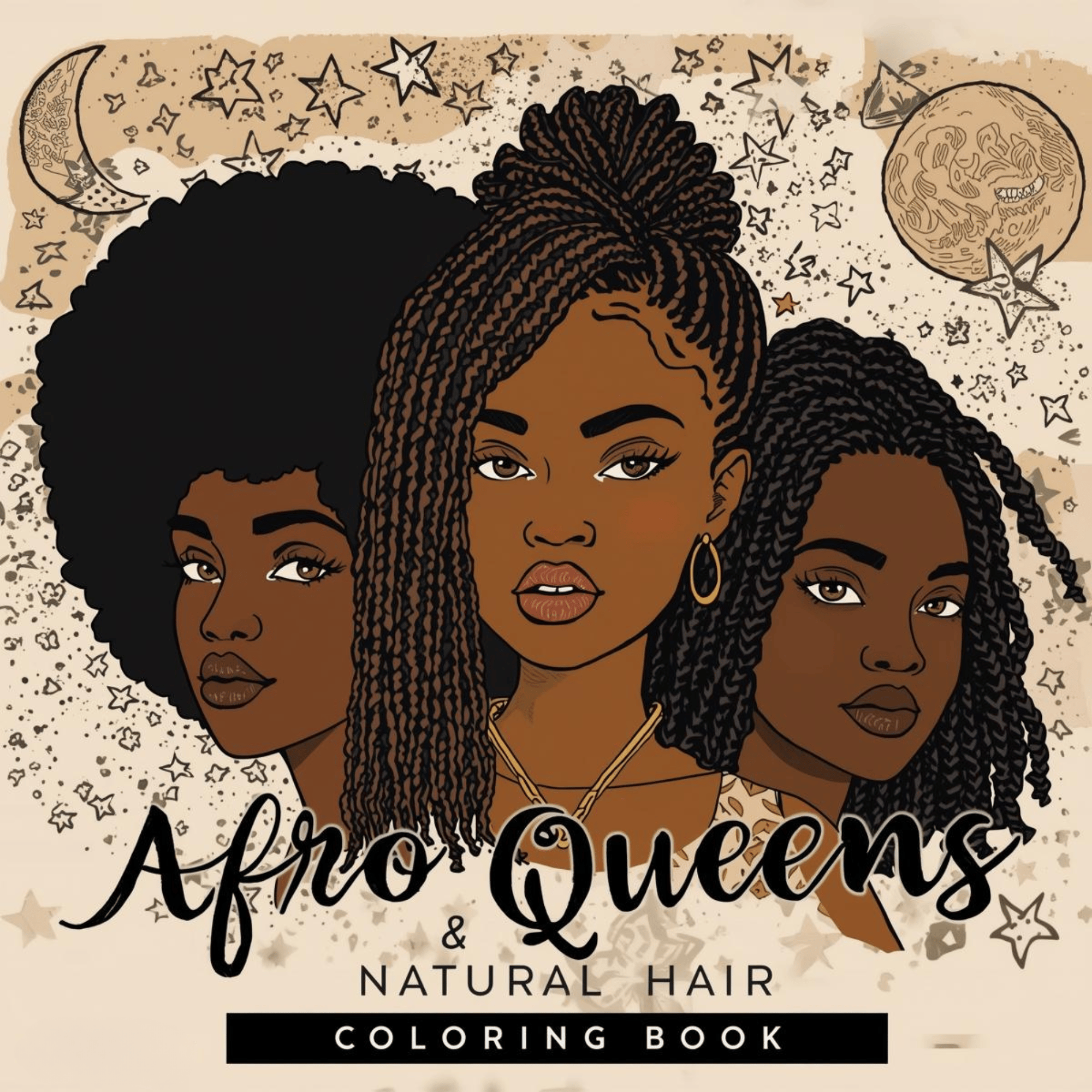 Afrocentric Coloring Book for Women | Black Queen Art, Natural Hair ...