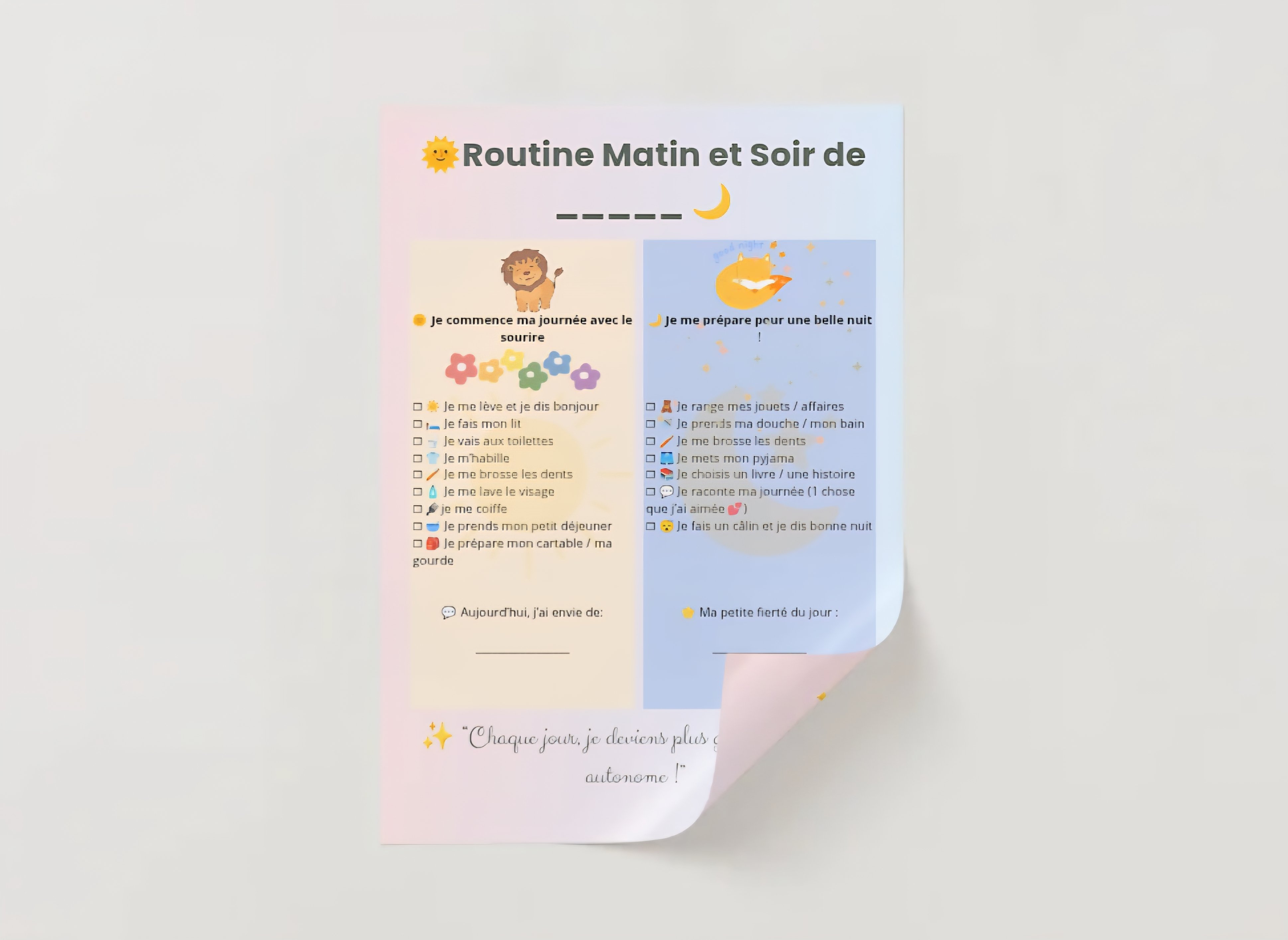 Routine Matin et Soir pour enfant par Maman_gestion - Payhip