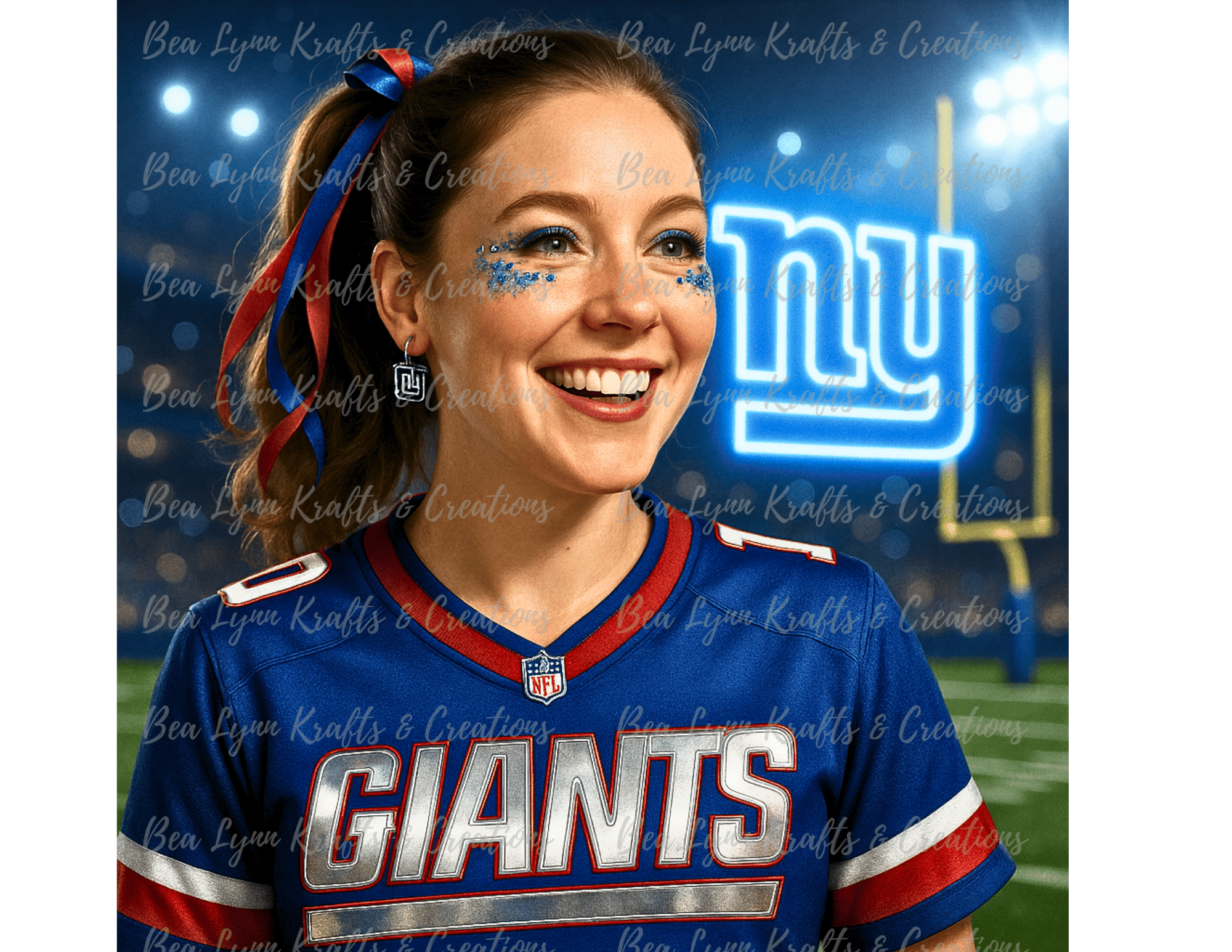 Excited Female NY Giants Fan PNG | Game Day Football Cheerleader ...