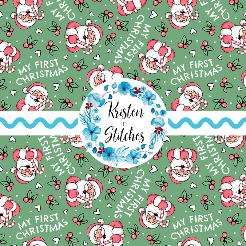 My First Christmas Seamless Pattern, Baby's 1st, Pink Santa Claus in ...