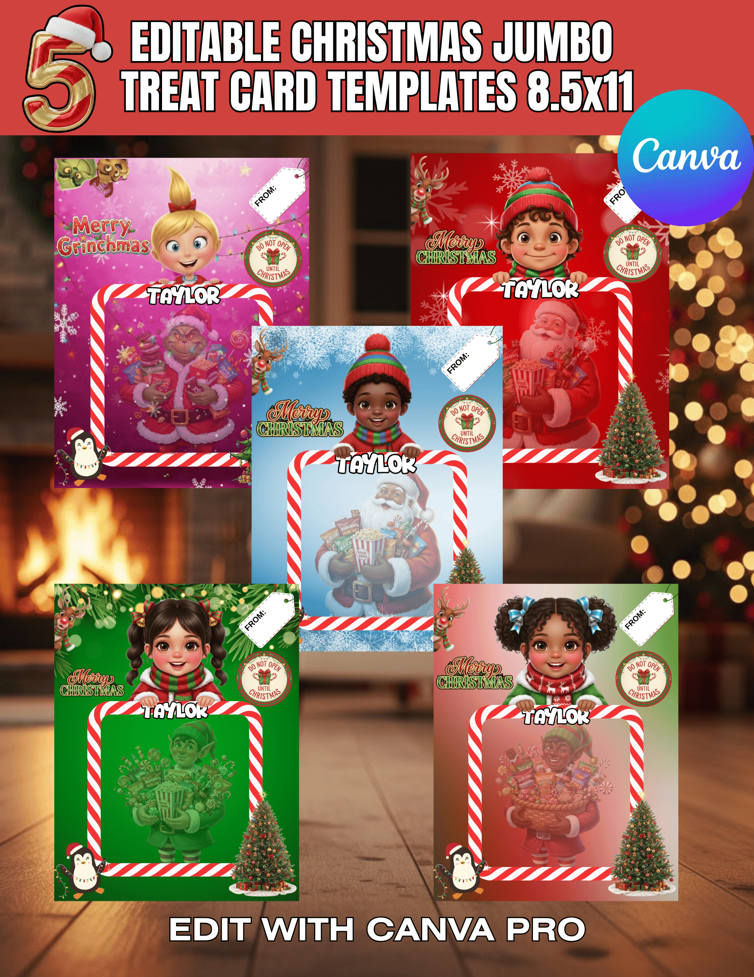 Editable Christmas Jumbo Treat Card Templates 8.5x11 - Payhip
