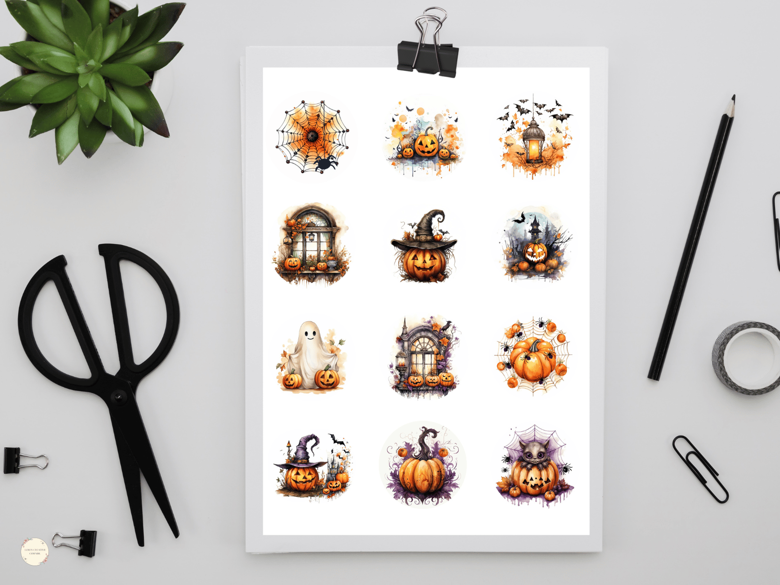 Watercolor Halloween Sticker Sheet – Ghosts & Witches - Payhip