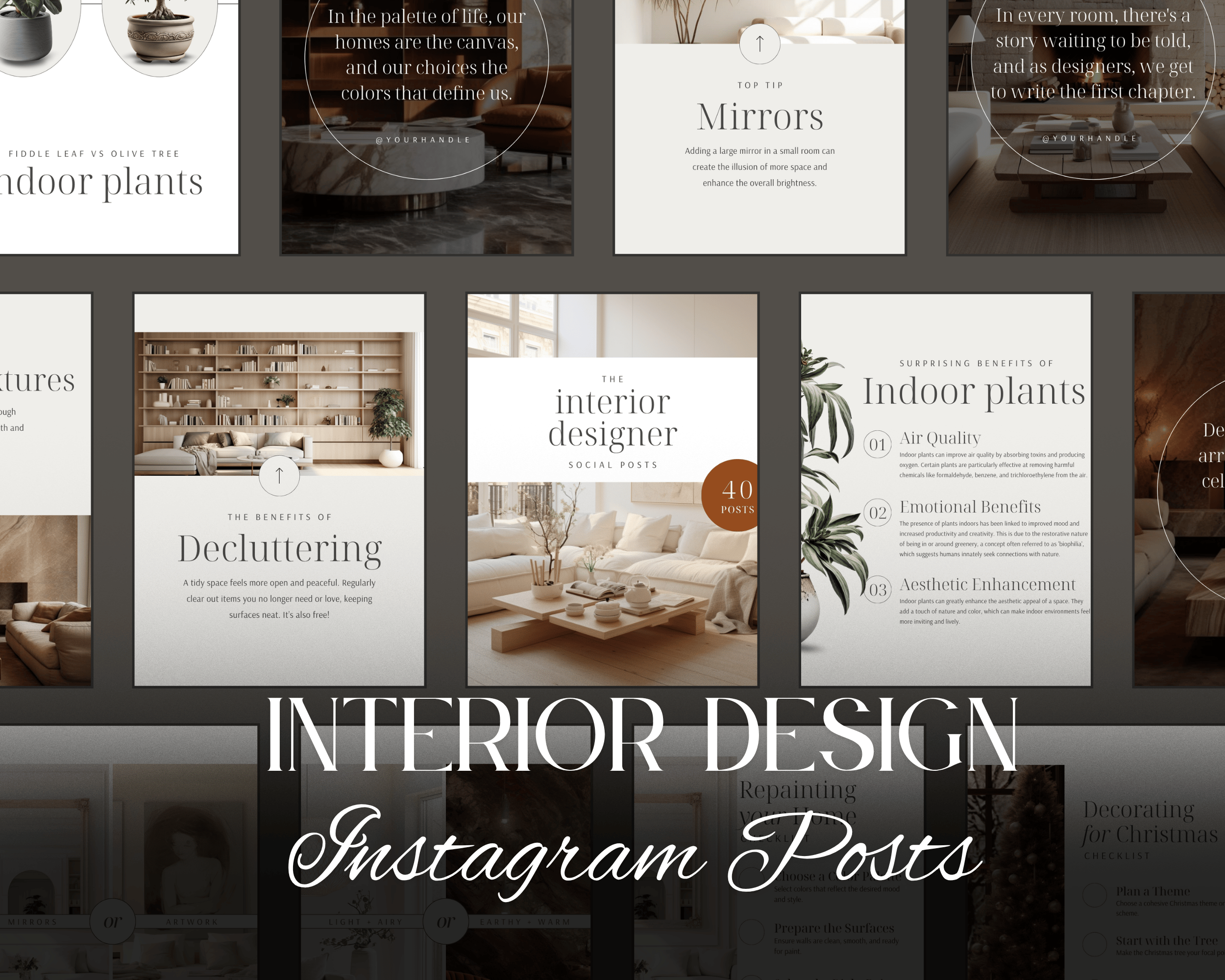 Interior Design Instagram Templates | 40 Editable Canva Posts (1080× ...