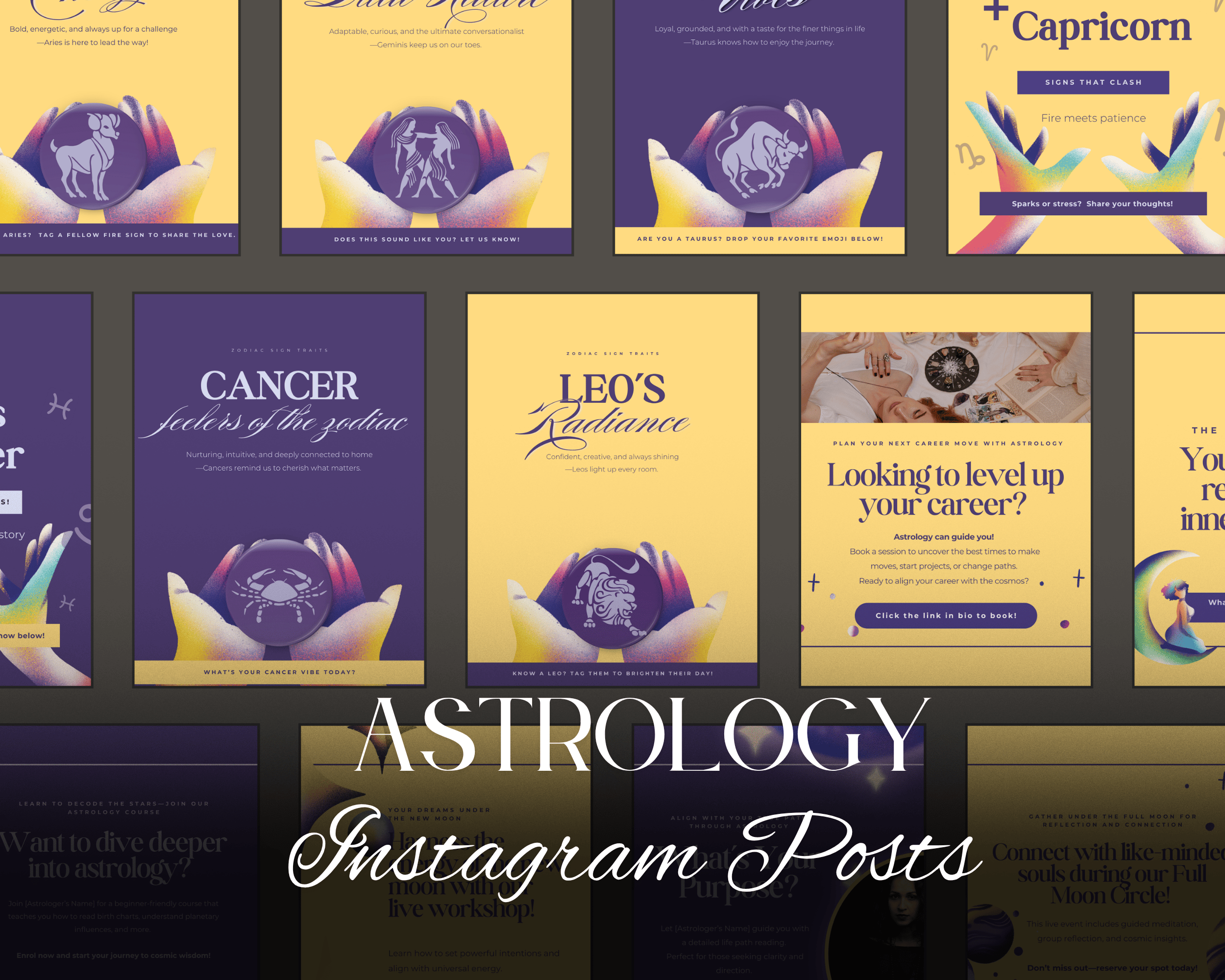 Astrology Instagram Templates | 30 Editable Canva Posts (1080×1350 px ...