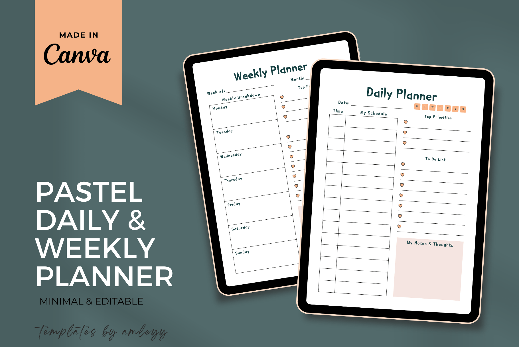 Cute Pastel Daily & Weekly Planner Template - Payhip