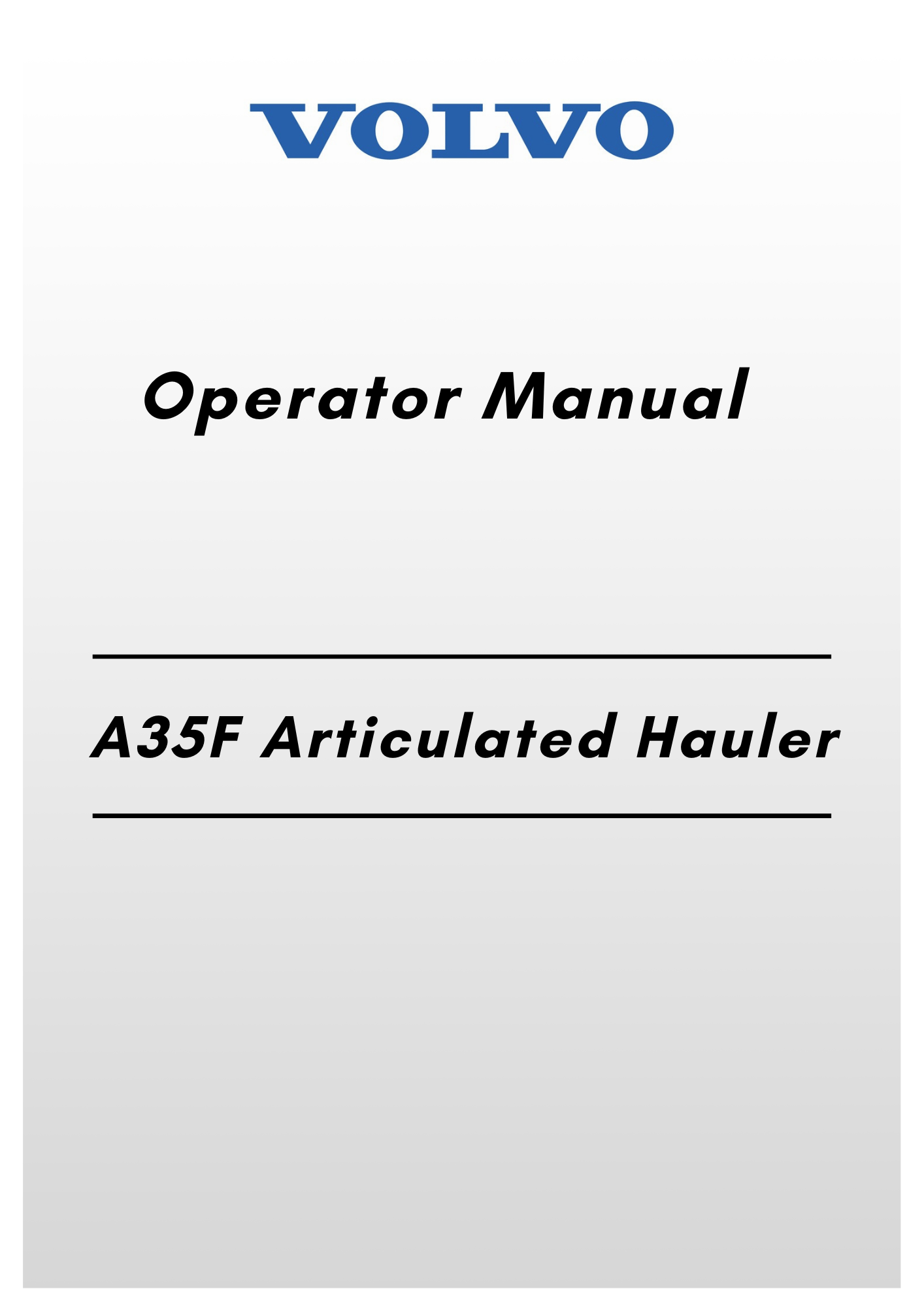Volvo A35F Operator Articulated hauler manual