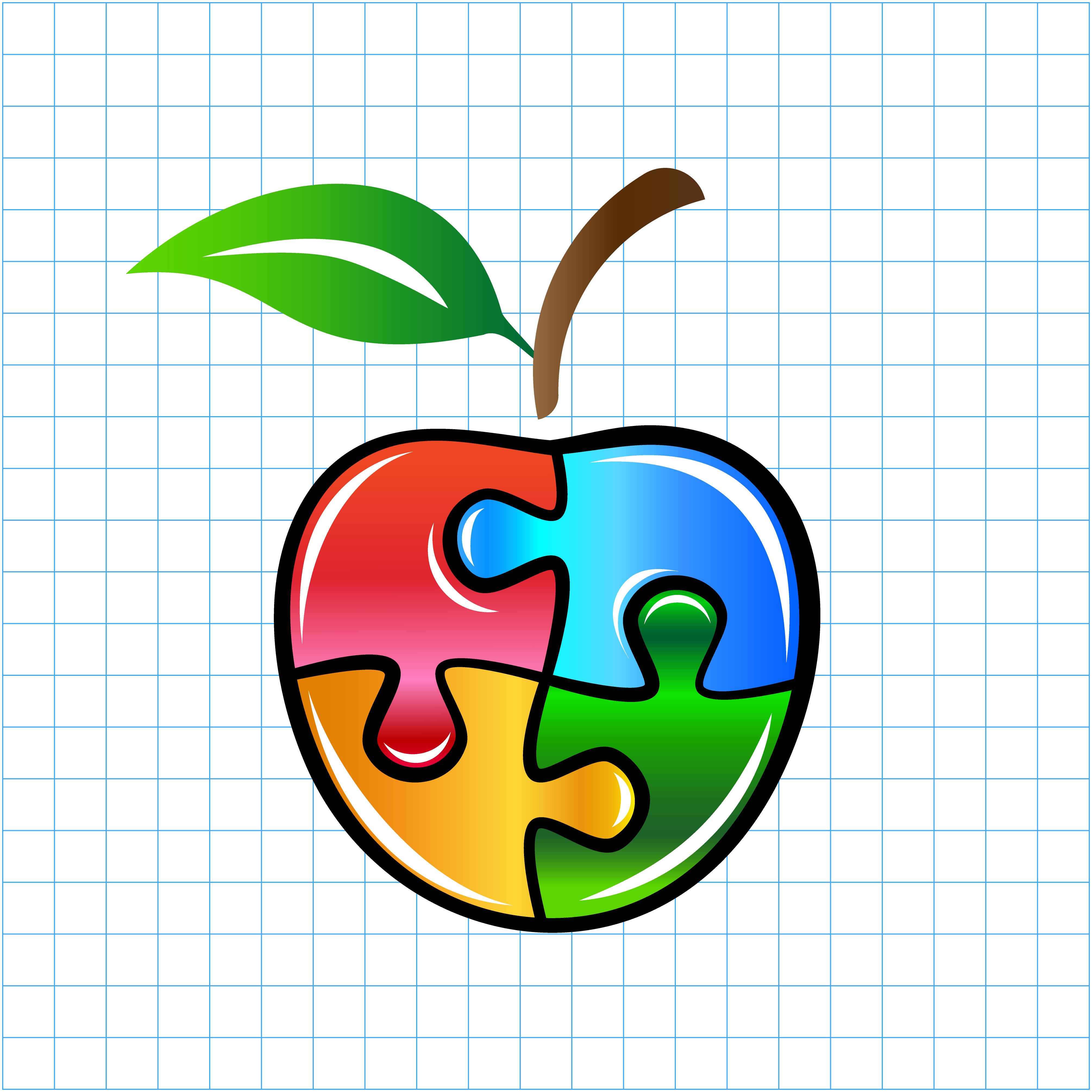 Colorful apple shape made of puzzle pieces. - Payhip
