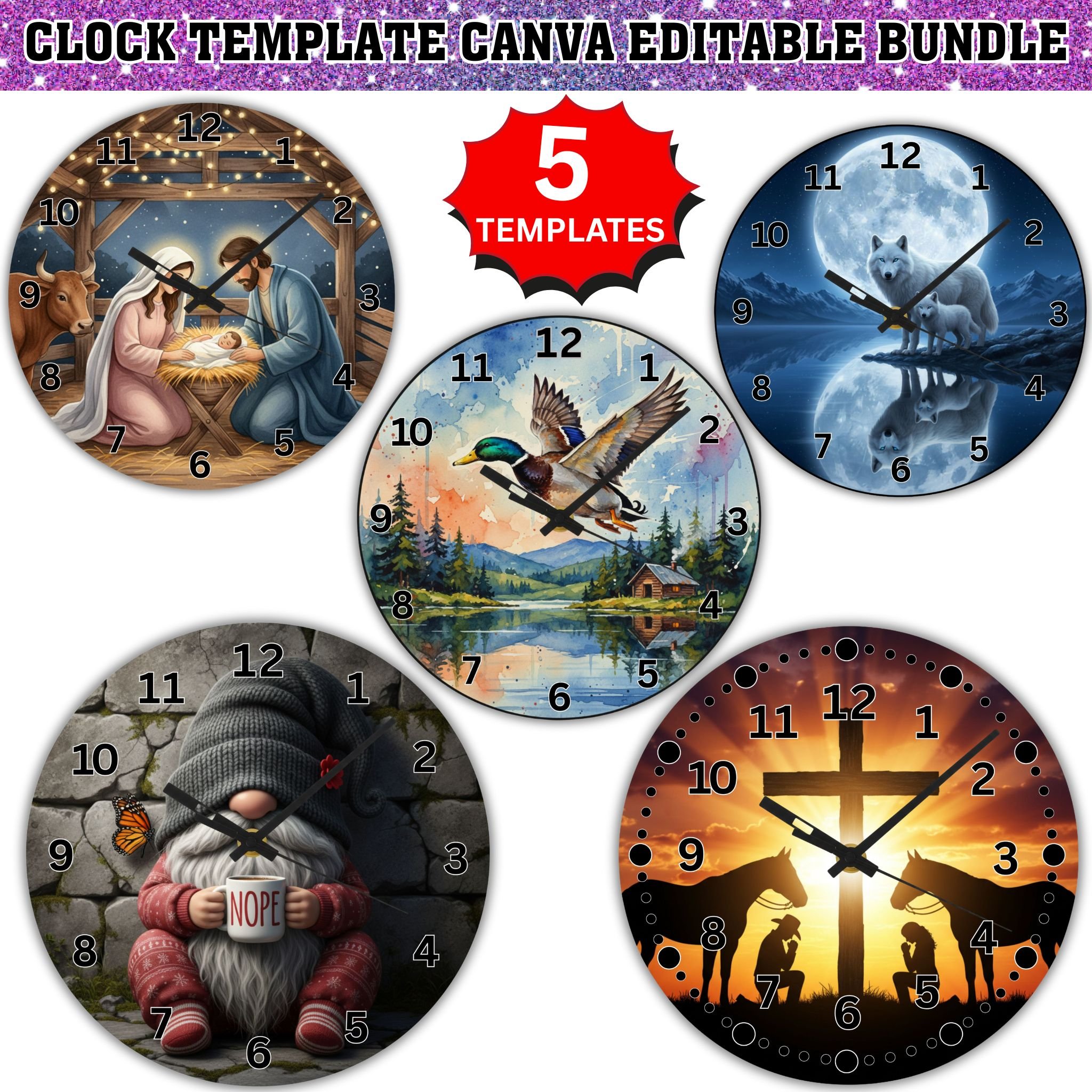 Clock Templates Bundle Canva Editable - Payhip