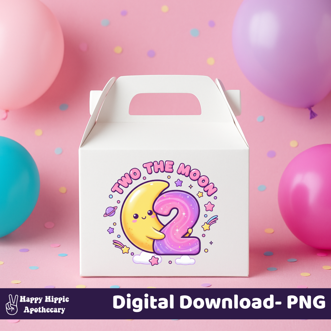 Two the Moon Birthday PNG – Cute Kawaii Moon & Number 2 Clipart for 2nd Birthday Party ...