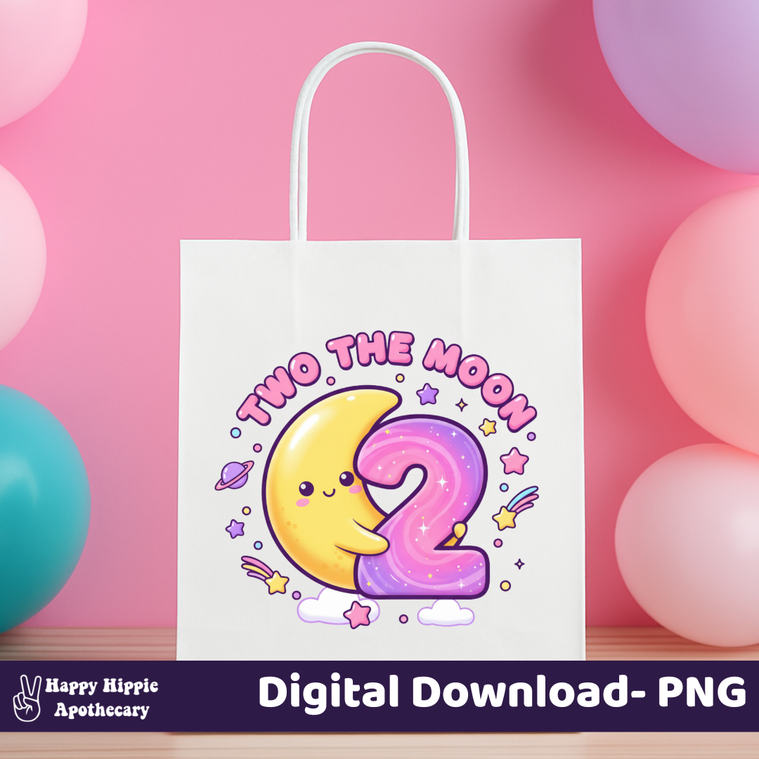 Two the Moon Birthday PNG – Cute Kawaii Moon & Number 2 Clipart for 2nd Birthday Party ...