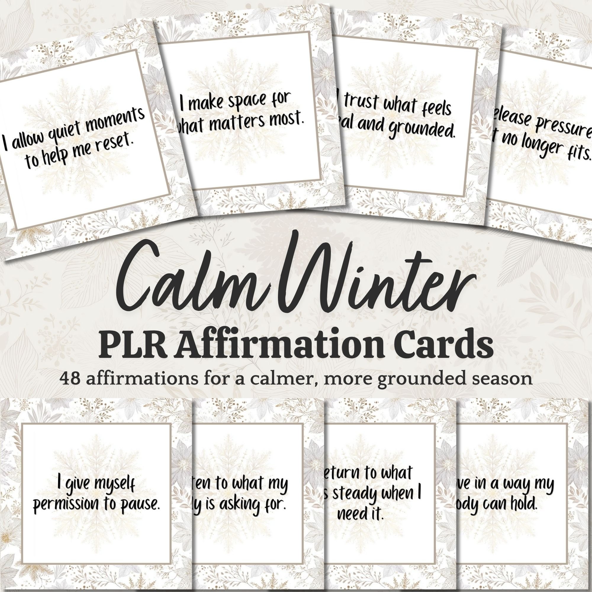 Editable Winter Calm Affirmation Cards – Canva Template for ...