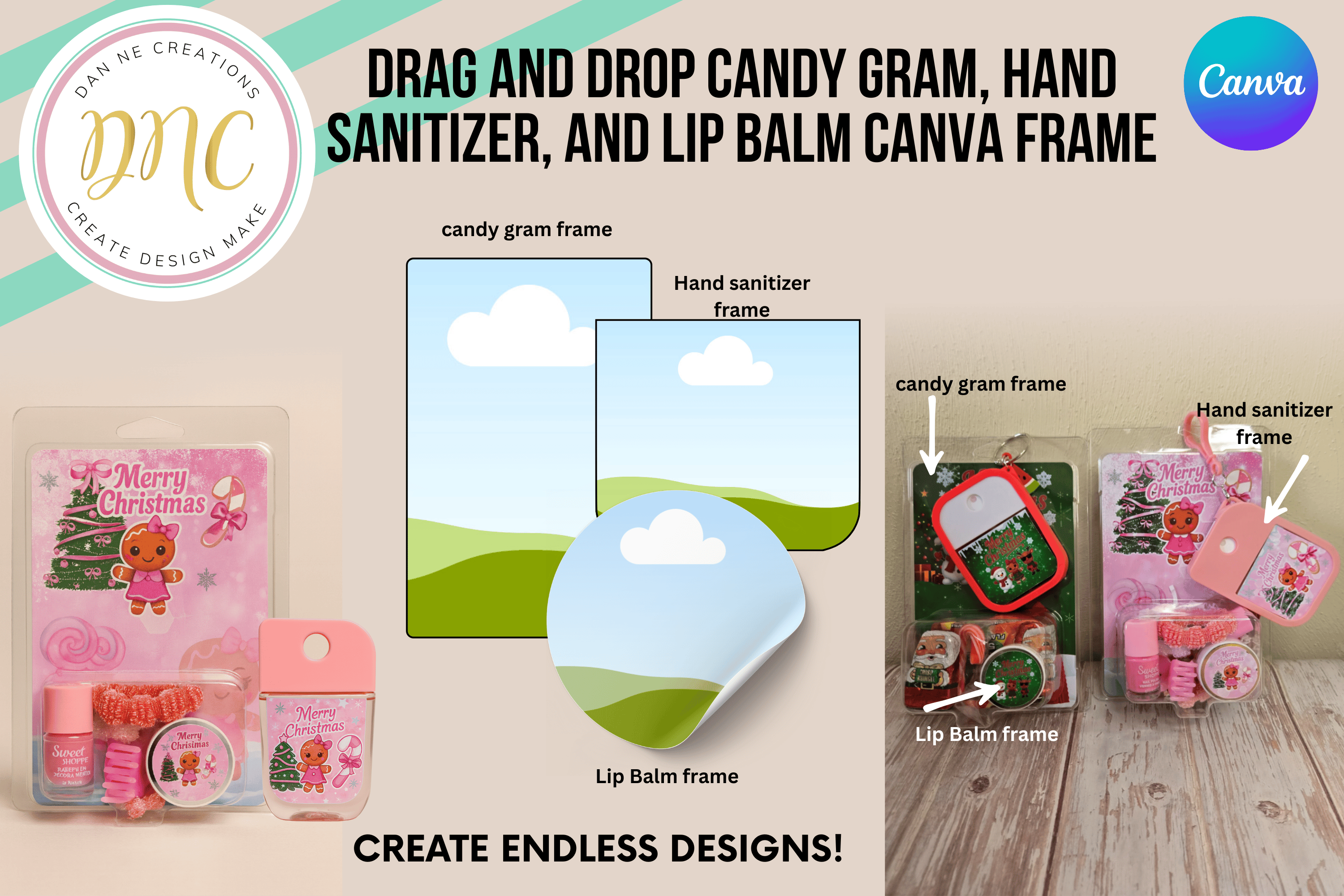 Canva Candy Gram & Hand Sanitizer Frame – Drag-and-Drop Design