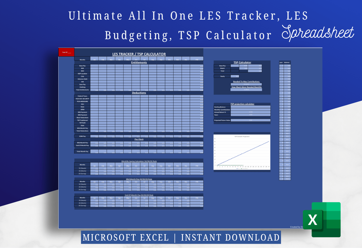 LES Tracker | Savings planner | TSP Calculator - Payhip
