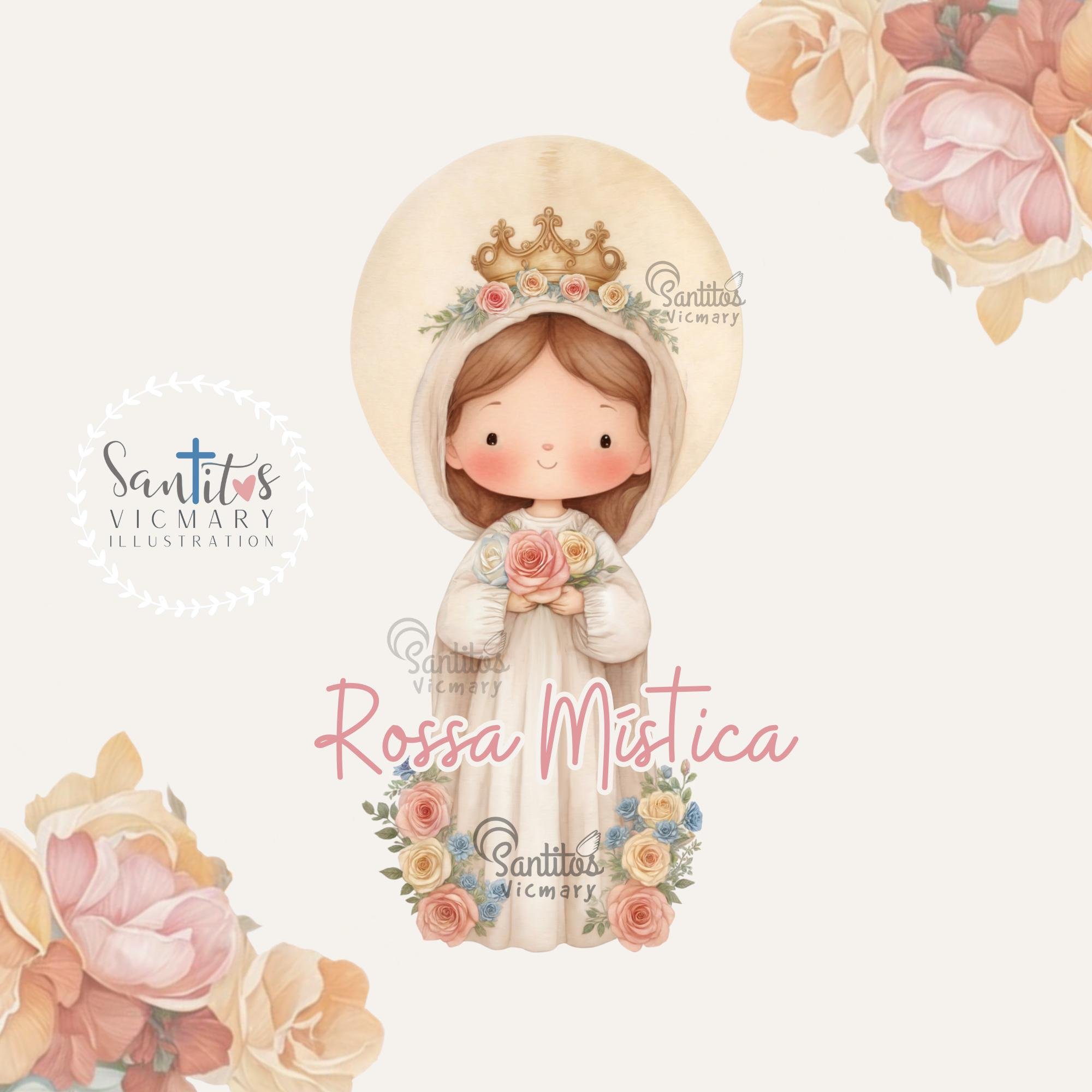 Virgen Rosa Mística Clipart | Nuestra Señora Acuarela PNG | Santitos ...