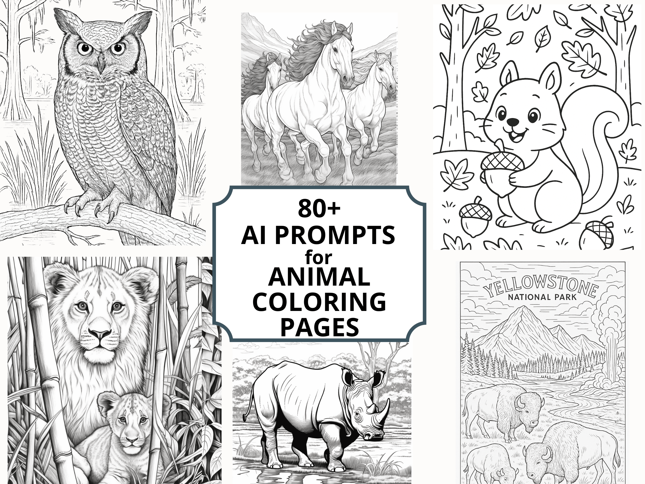 AI Prompts for Animals Coloring Pages