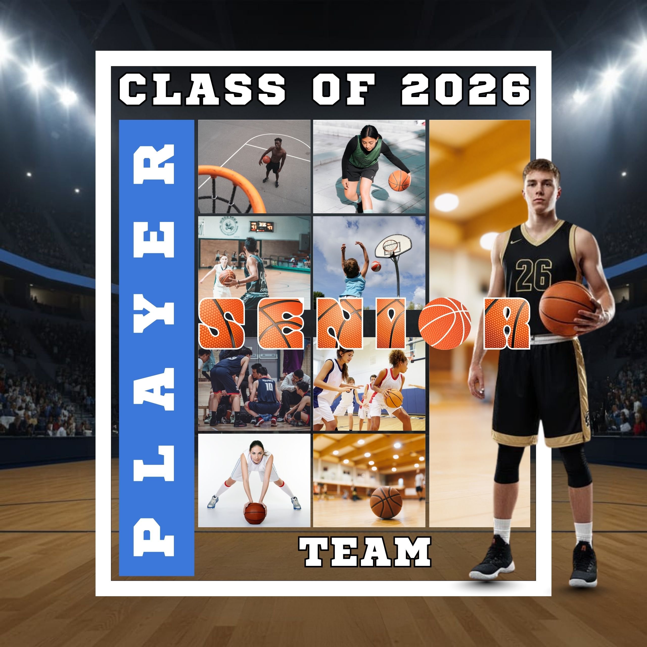 Ultimate Senior Basketball Photo Collage Bundle | Class of 2026 Poster Template | Editable Canva ...