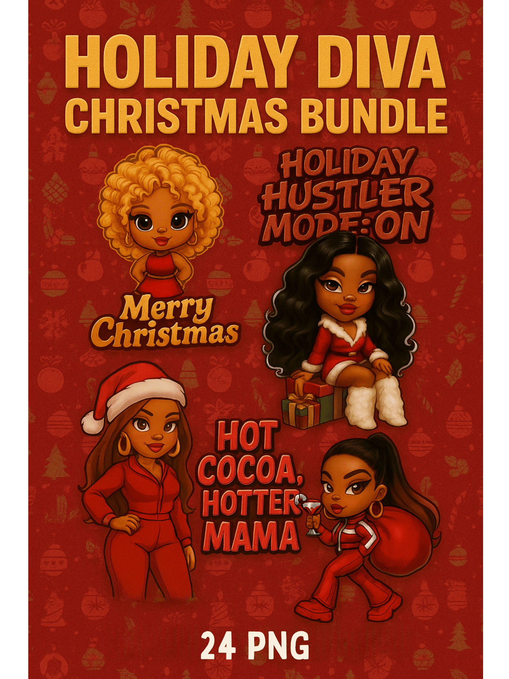 Holiday Diva Christmas Collection – Sassy Black Girl Christmas Art ...