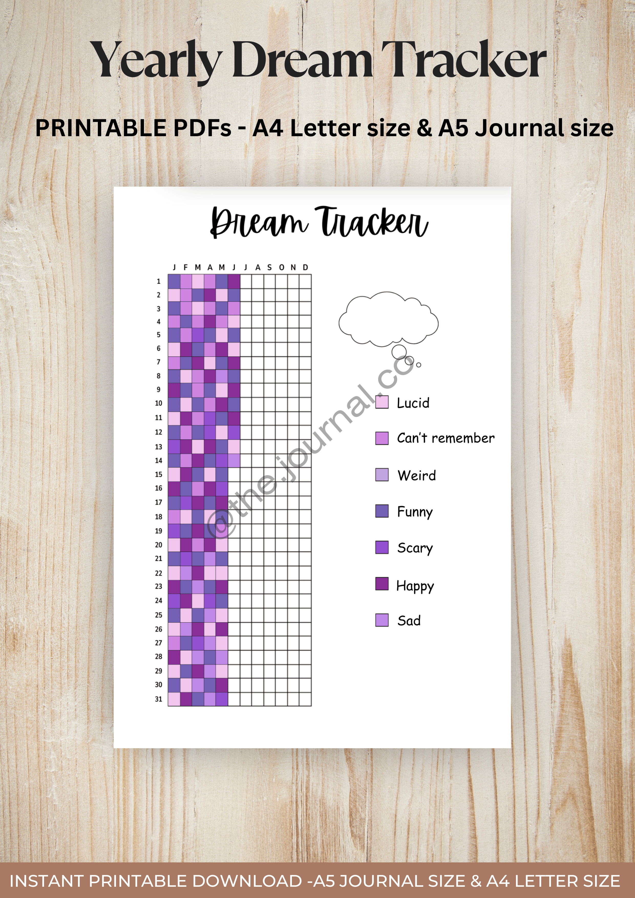 Yearly Dream Tracker - A4 Letter Size & A5 Journal Size - Payhip