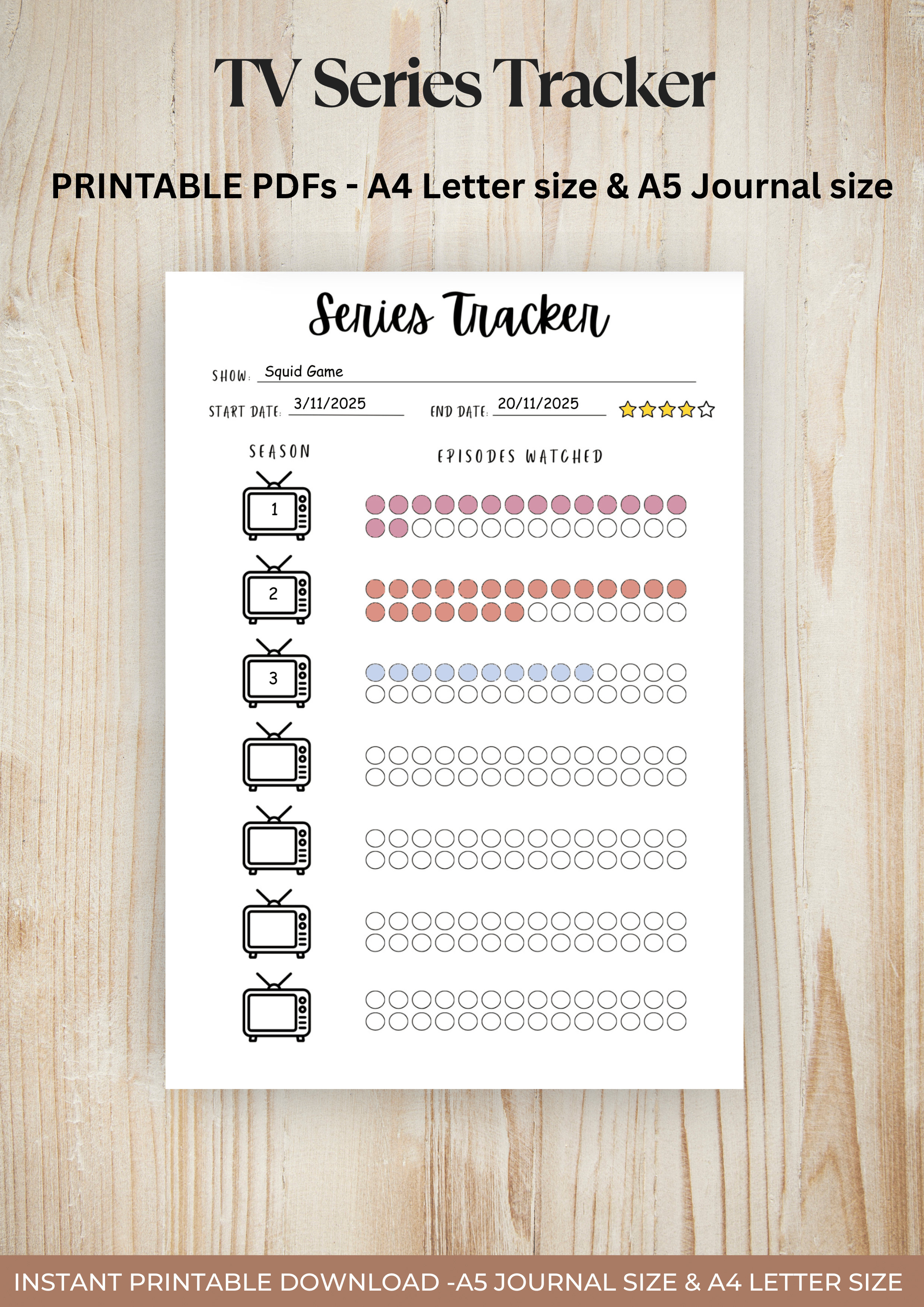 TV Series Tracker - A4 Letter Size & A5 Journal Size - Payhip