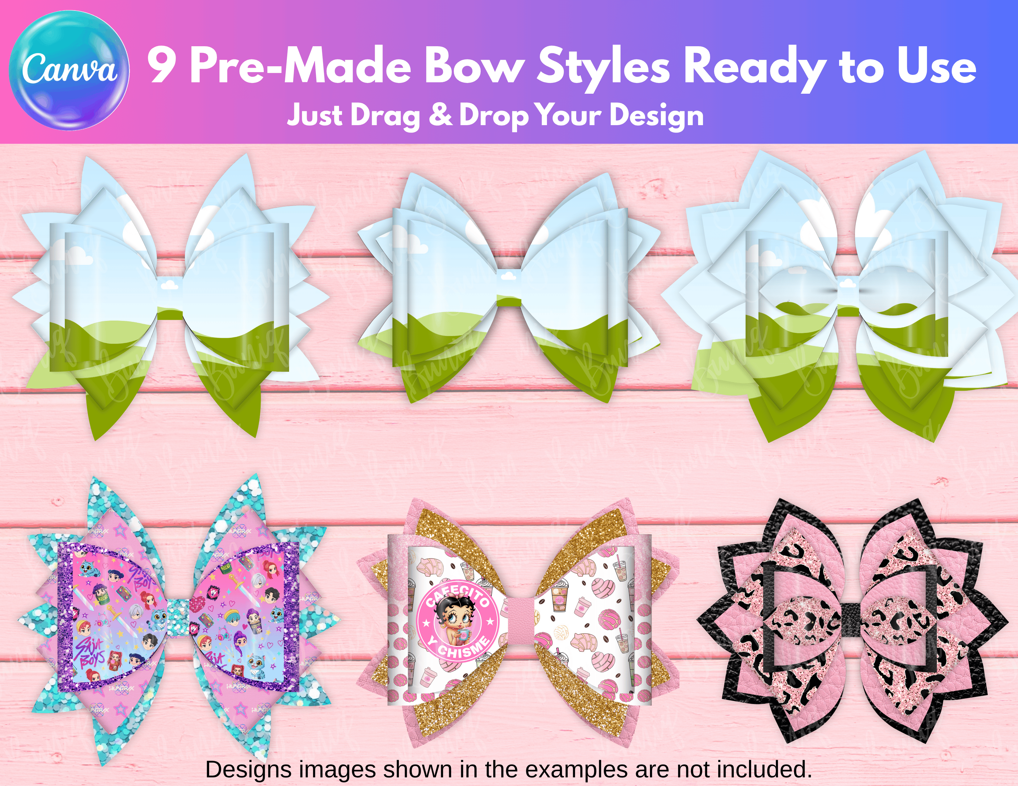 Canva Bow Frames Bundle. Drag & Drop Tumbler Bow Template 9 Pre-Made ...