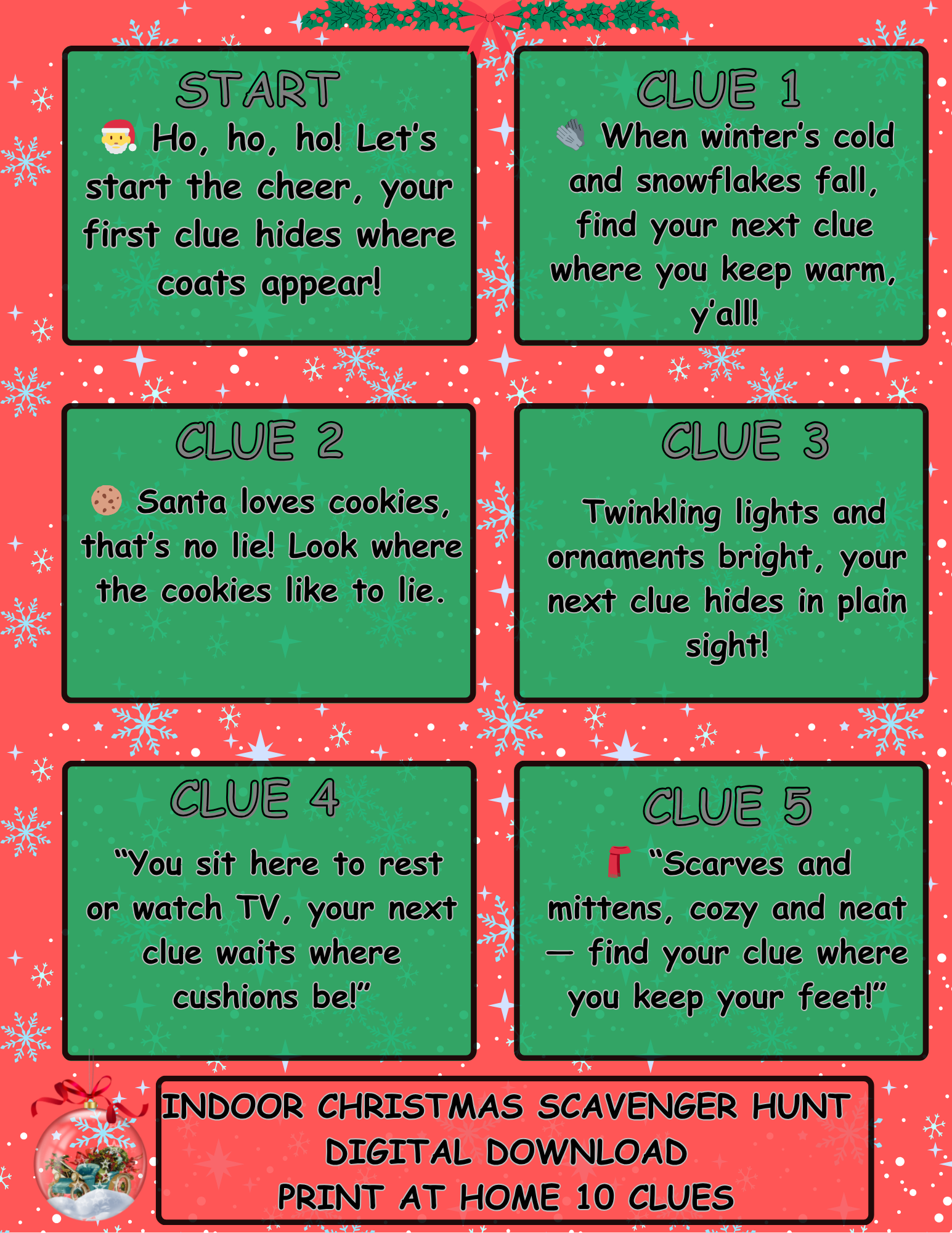 The Classic Indoor Christmas Scavenger Hunt — With 10 Ready-Made Clues ...