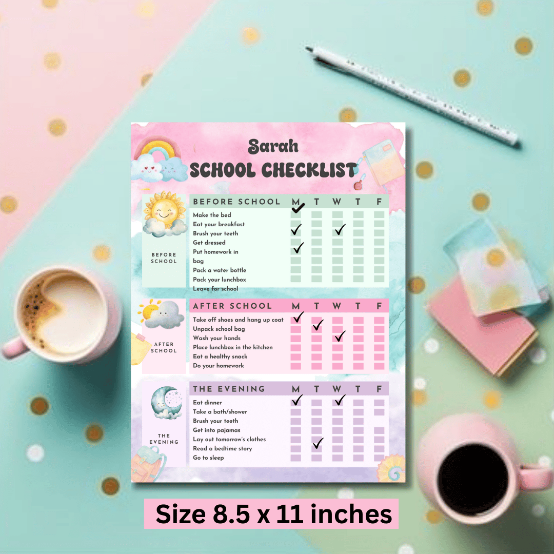 Printable Kids School Checklist Template: Editable Daily Routine - Payhip