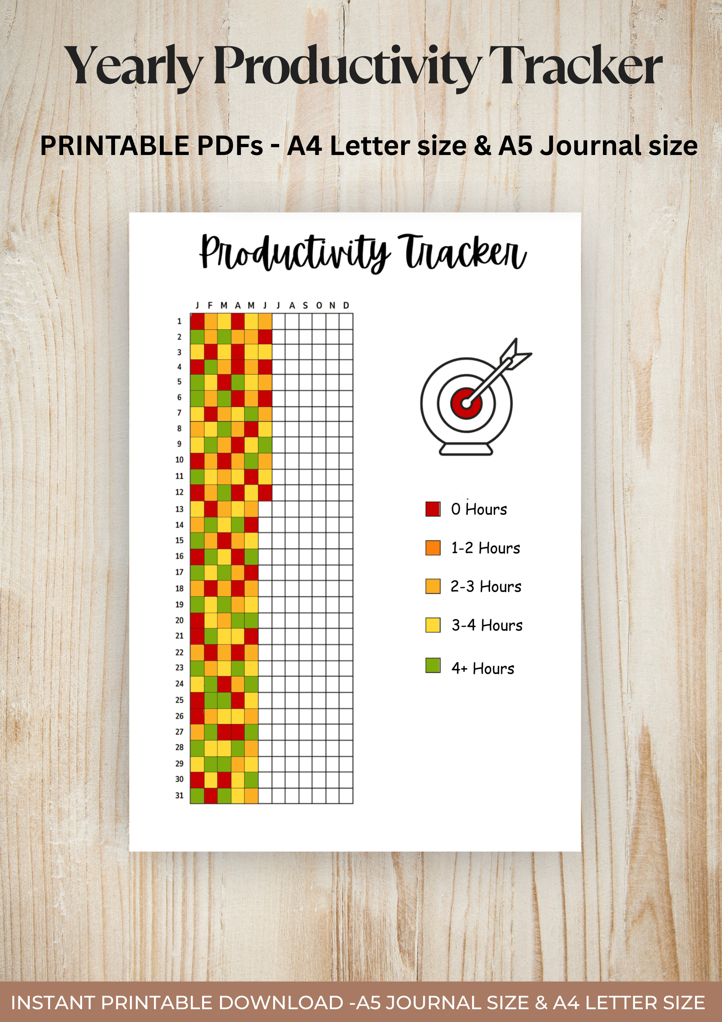 Yearly Productivity Tracker - A4 Letter Size & A5 Journal Size - Payhip