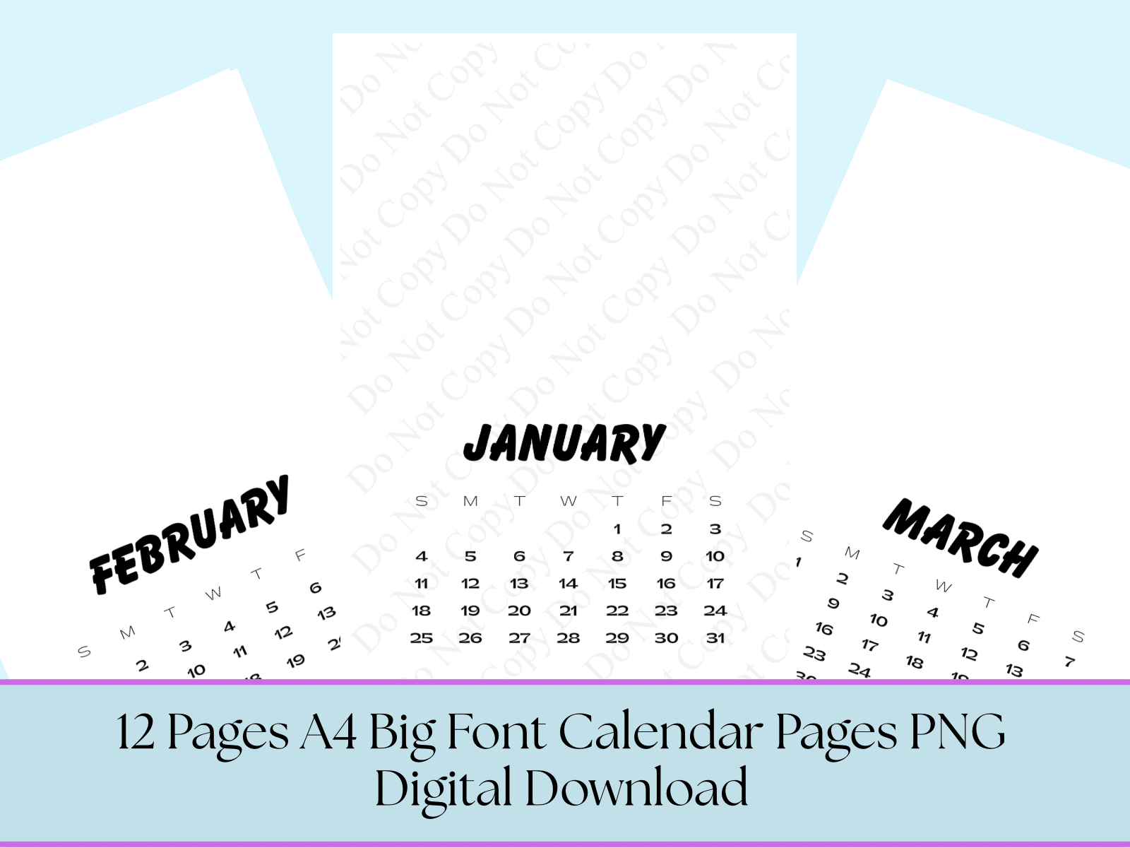 Simple. Spacious. 2026 – A4 Big Font Calendar (PNG) - Payhip