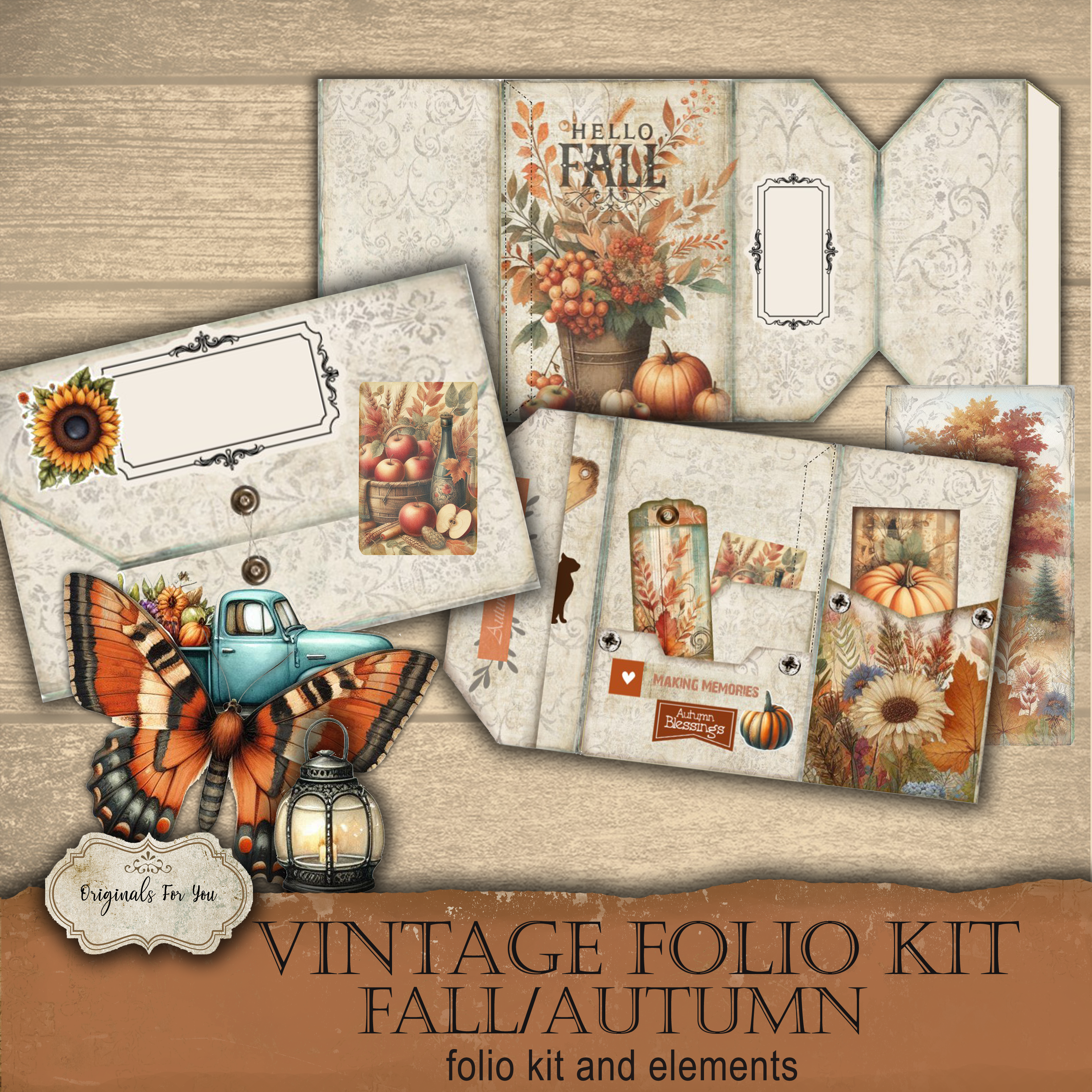 Vintage Folio Kit - FALL/AUTUMN- Junk Journal Papers, Shabby, Printable ...