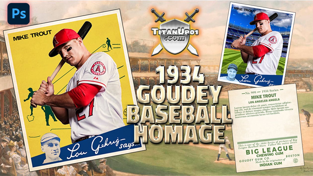 1934 Goudey Baseball Homage Photoshop PSD Templates