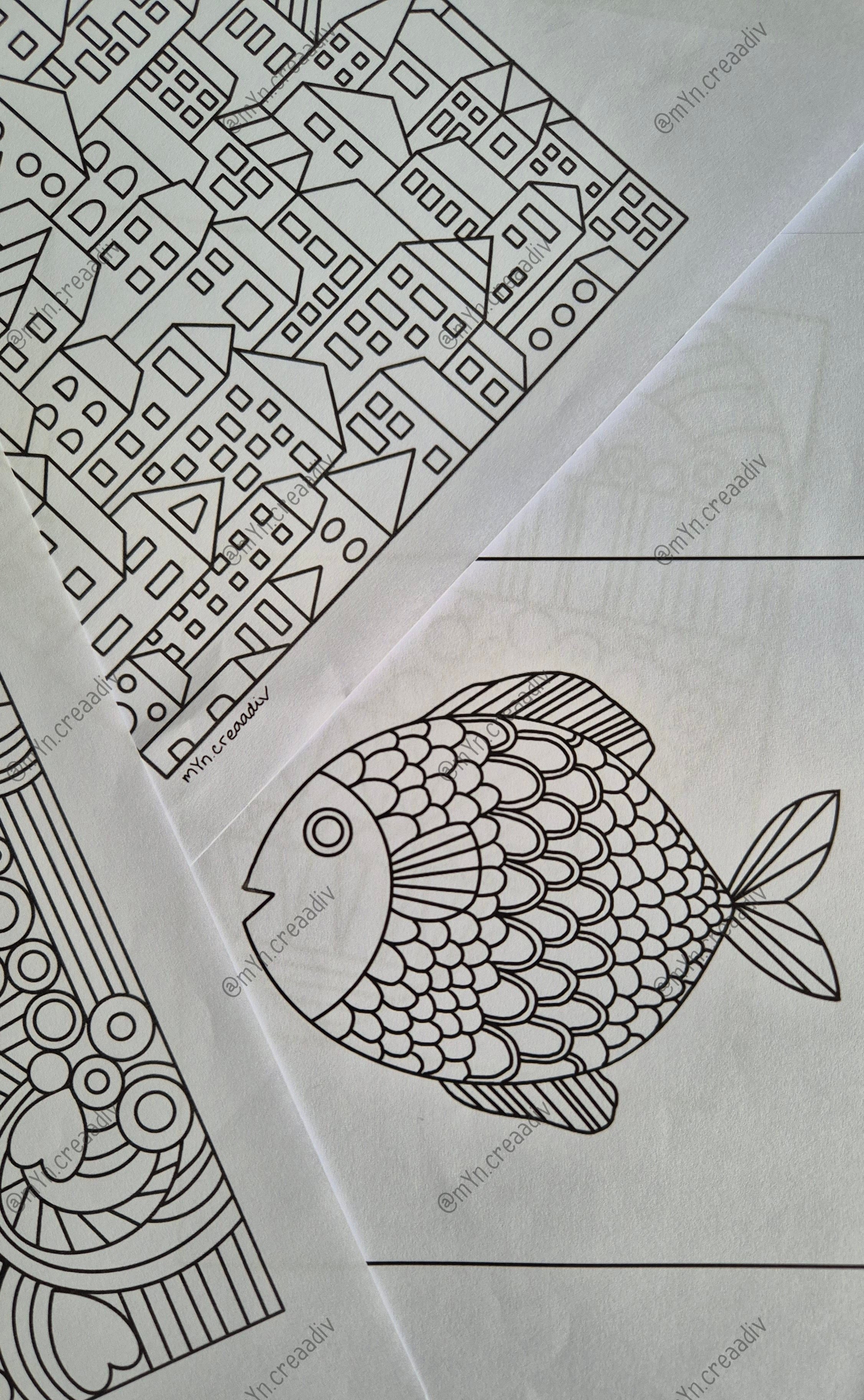 20 Handmade Patterned Illustration Coloring Pages - Payhip