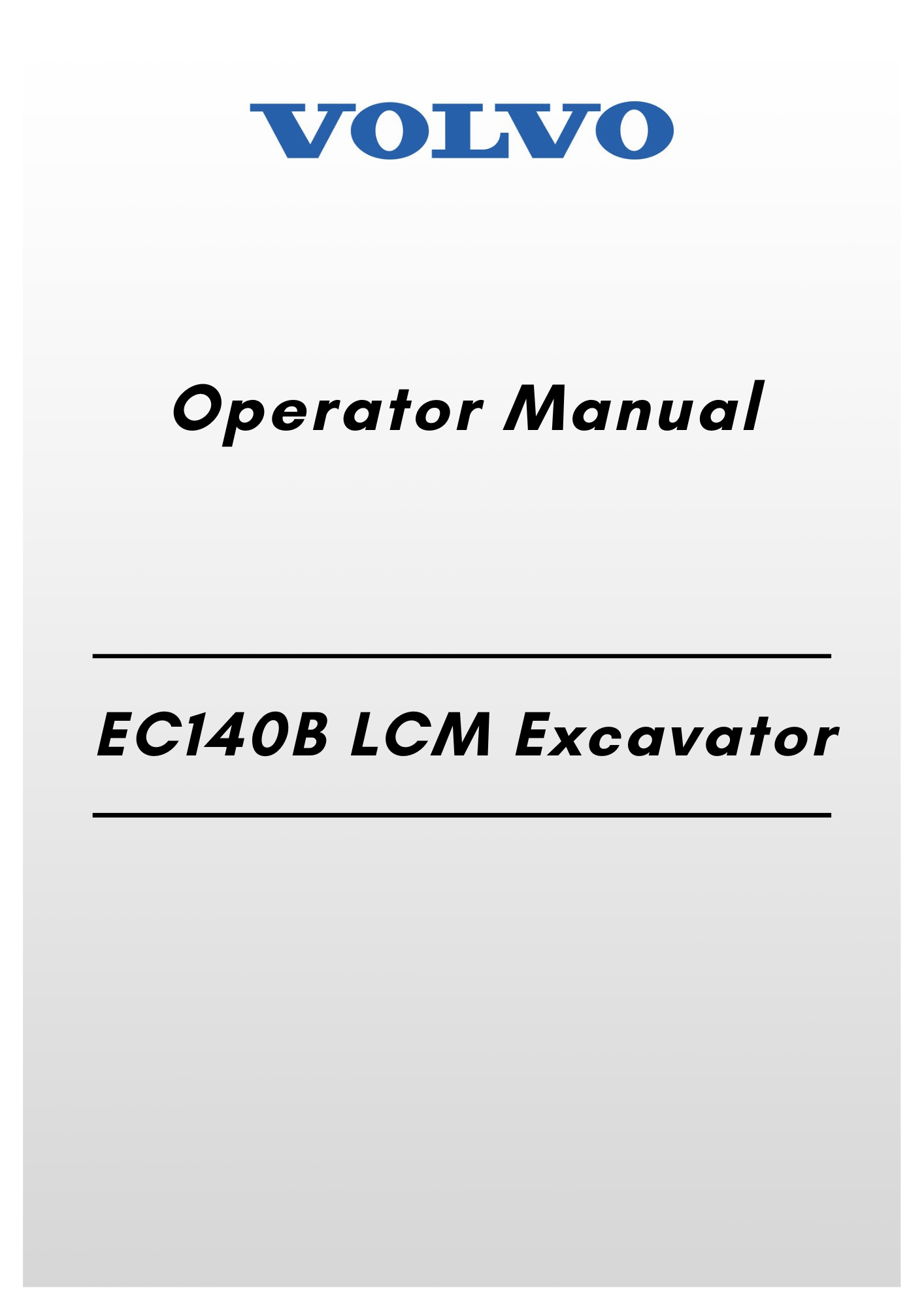 Volvo EC140B LCM Operator Excavator manual