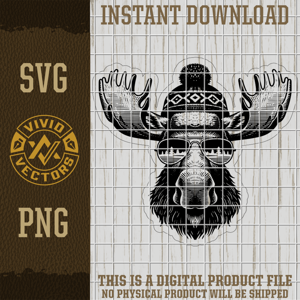 Cool Winter Moose SVG PNG