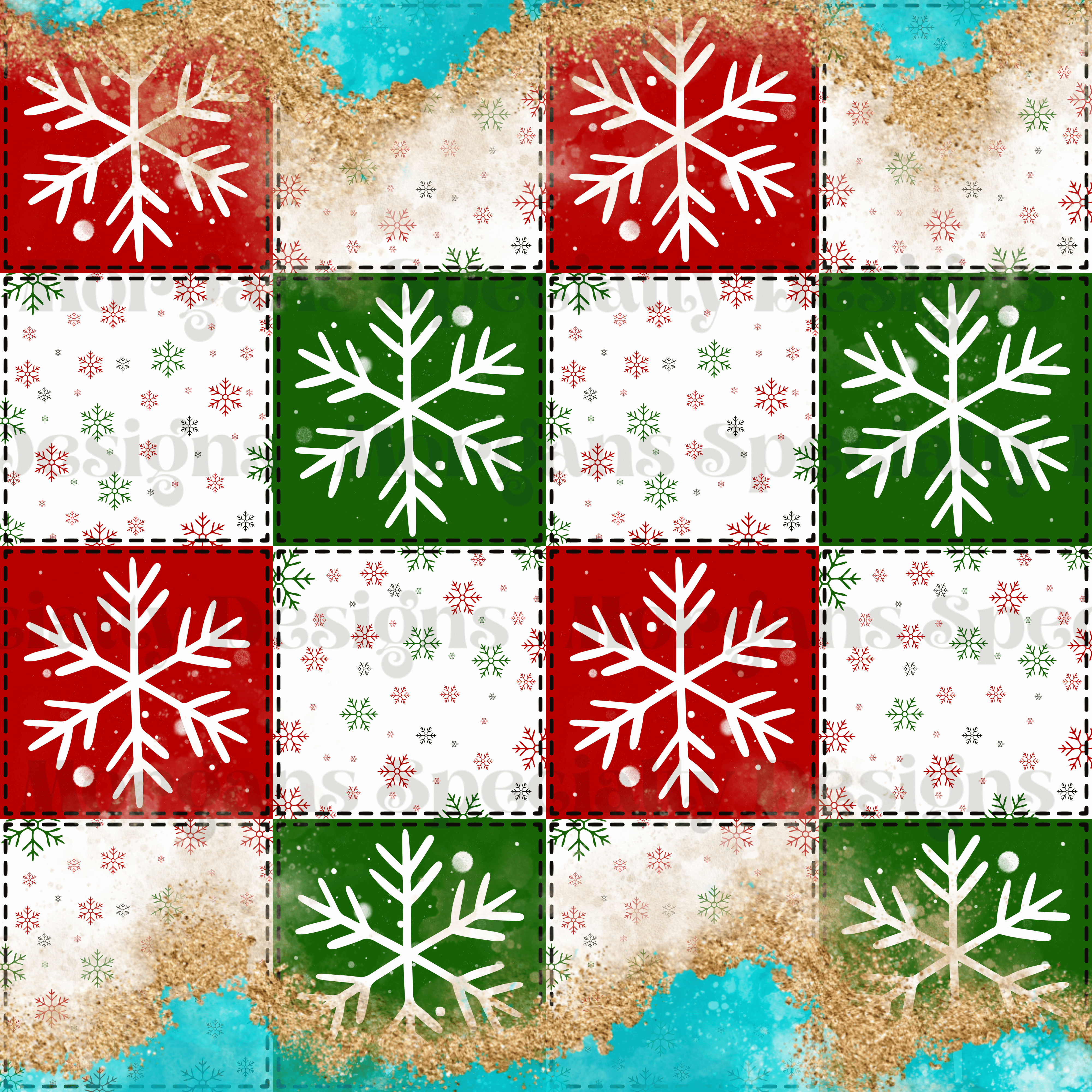 Checkered Snowflakes • Red and Green - Payhip
