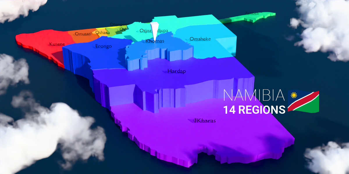 Namibia - 14 Regions Map (3D Pre-rendered Images) - Payhip