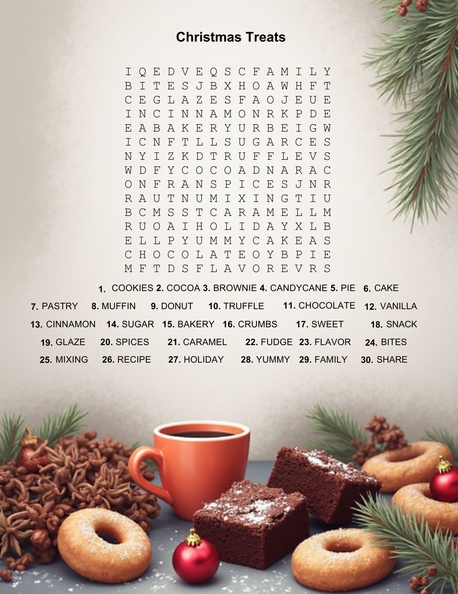 Christmas Word Search – Christmas Treats (20×20 Holiday Puzzle) - Payhip