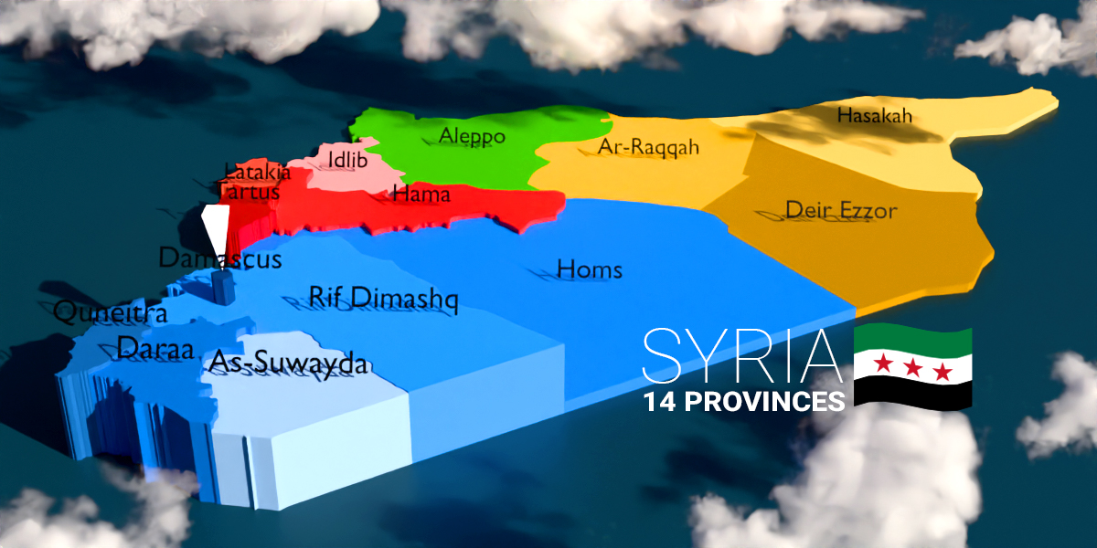 Syria - 14 Provinces Map (3D Pre-rendered Images) - Payhip
