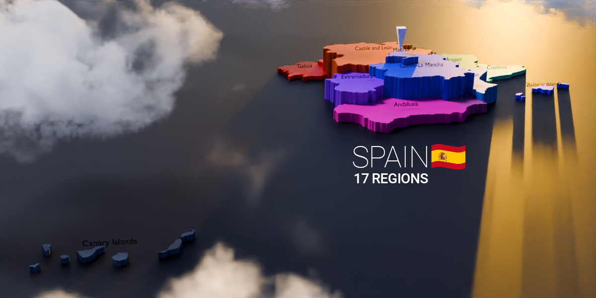 Spain - 17 Regions Map (3D Pre-rendered Images) - Payhip